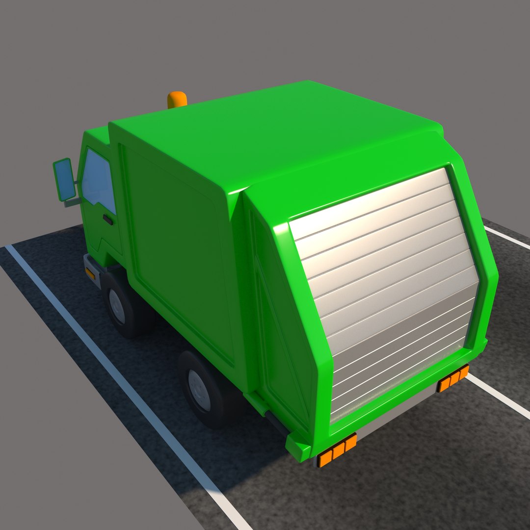 3D cartoon garbage truck - TurboSquid 1301411