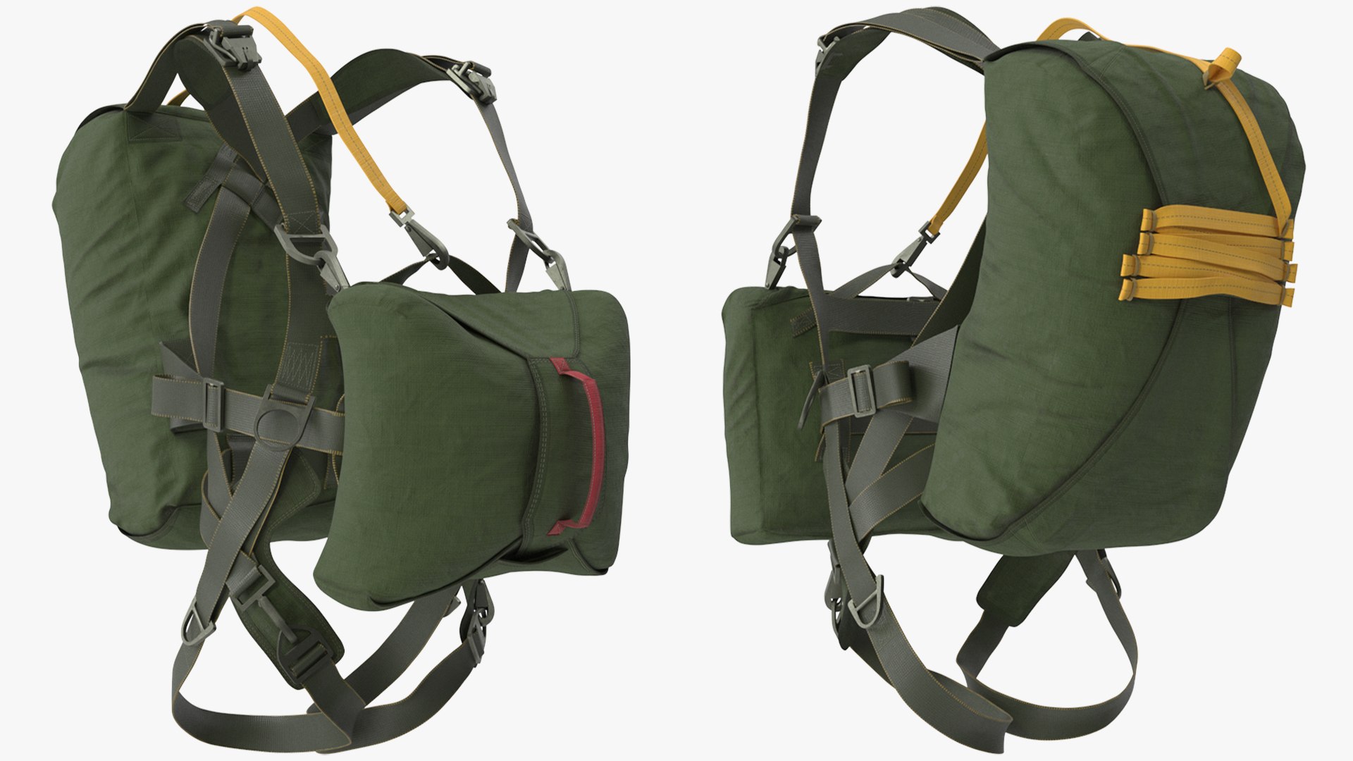 Paratrooper Parachute Backpack Worn Model - TurboSquid 2519298