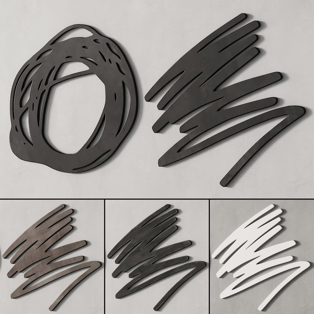 273 Decorative Wall Art 05 Wall Ink Sculptures P01 3D - TurboSquid 2061457