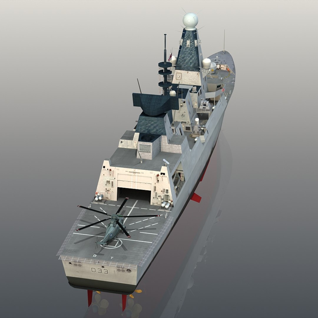 hms dauntless d33 type 45 3d model
