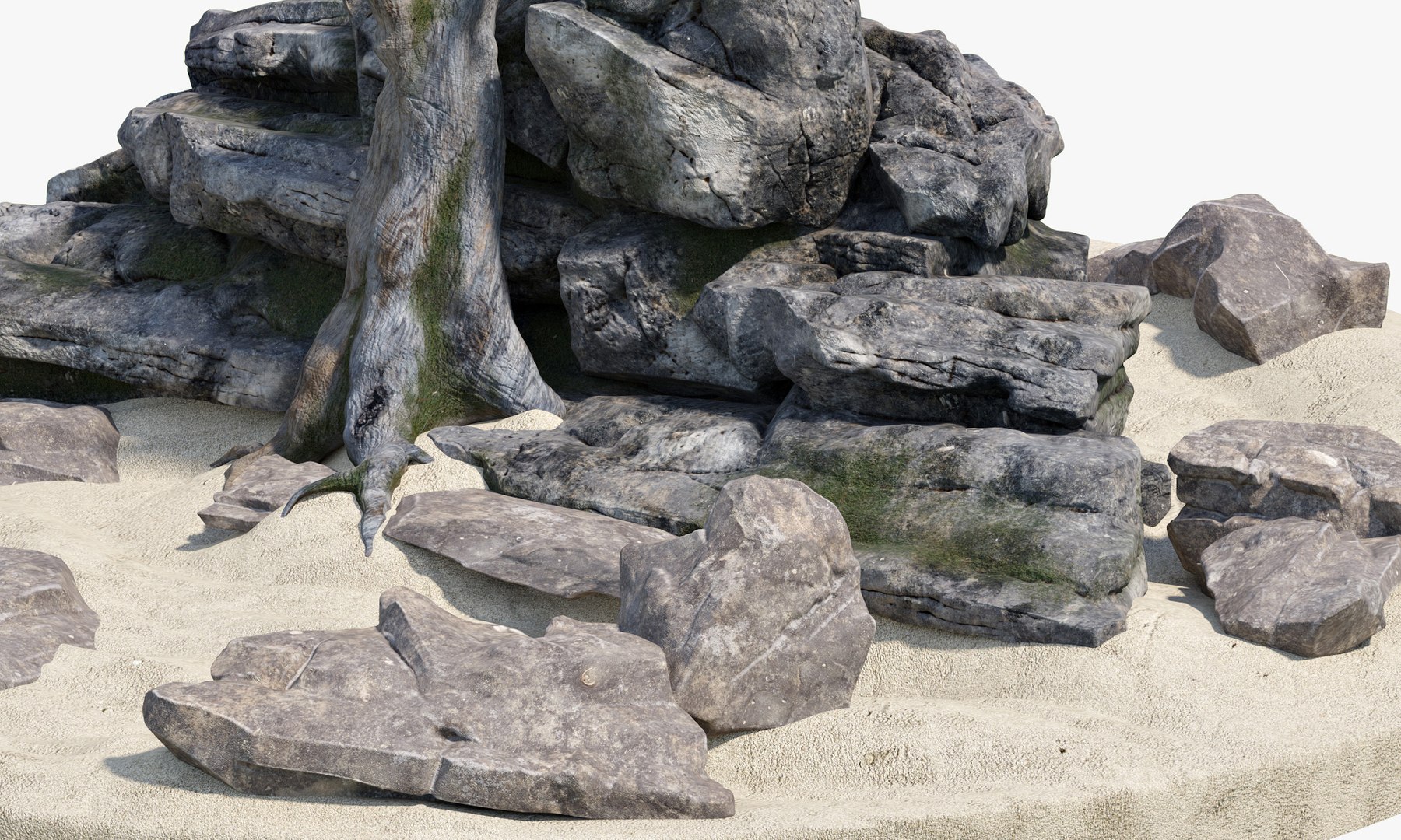 Free Rock Tree 3d Model