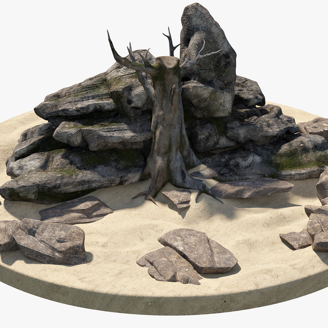 Free Rock Tree 3d Model