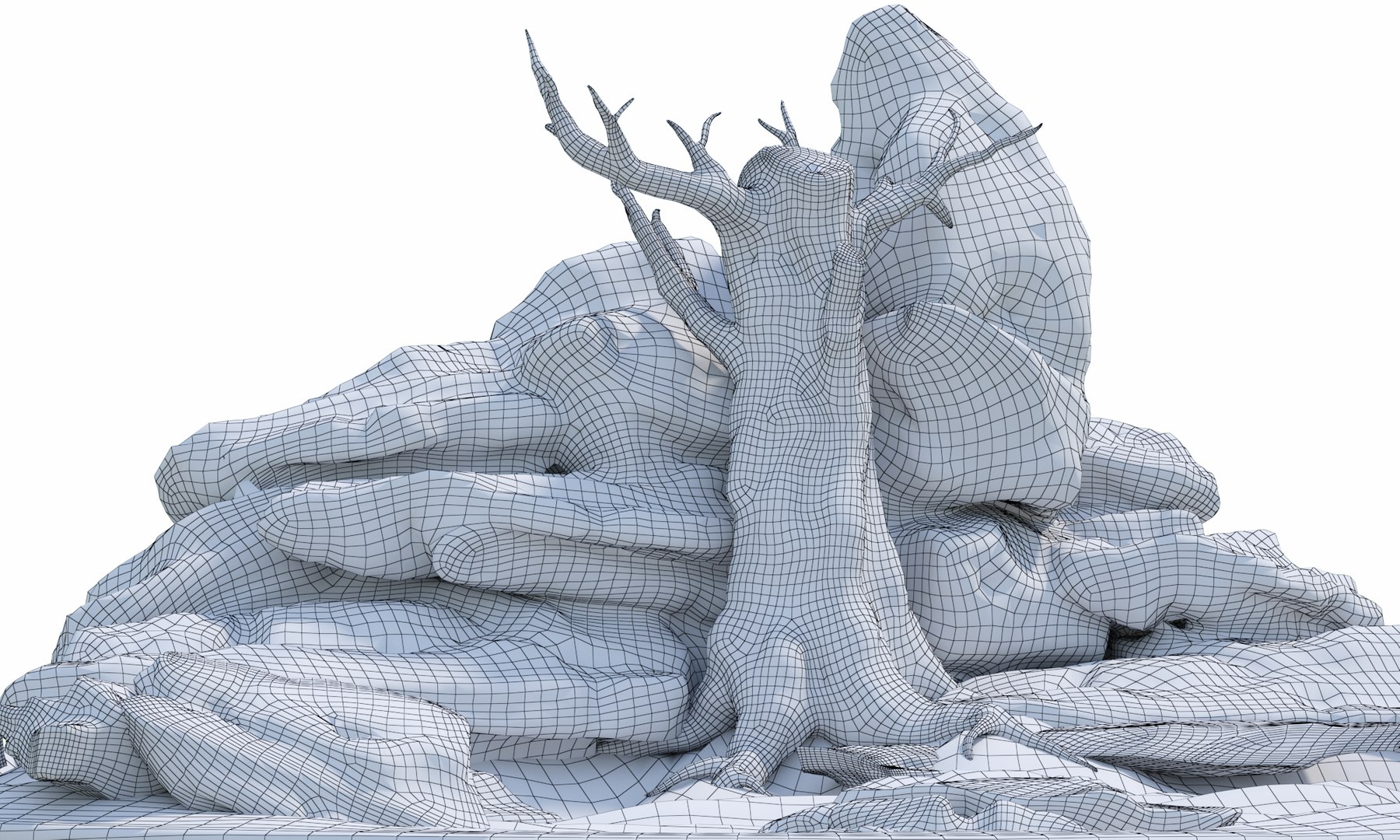 free rock tree 3d model
