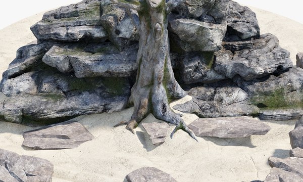 free rock tree 3d model