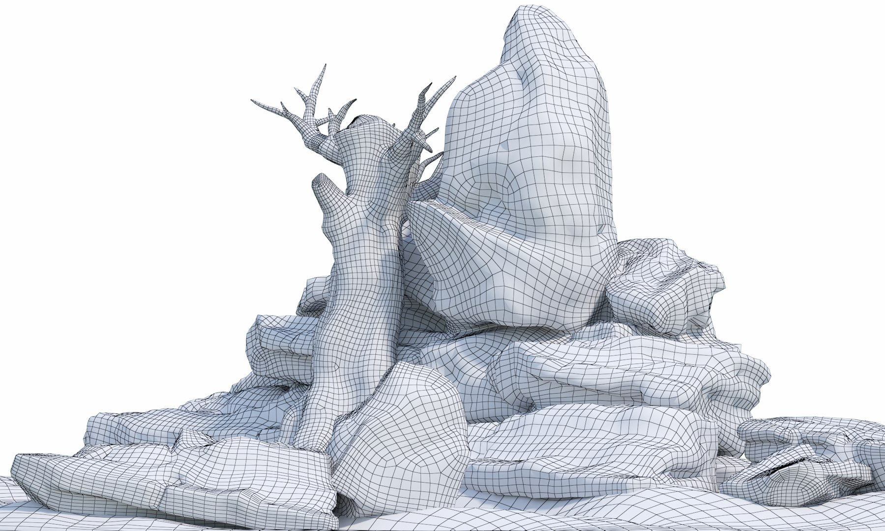 free rock tree 3d model