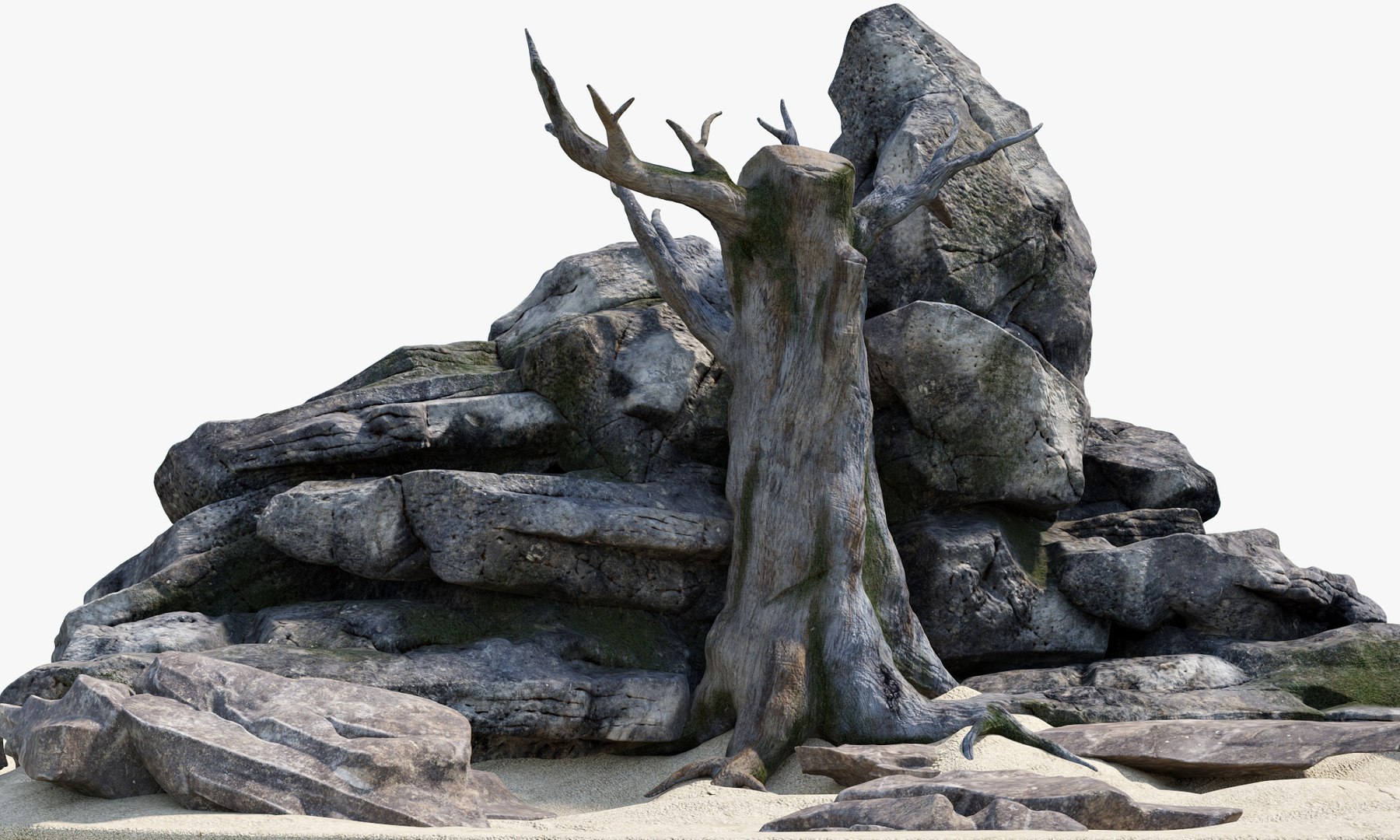 Free Rock Tree 3d Model