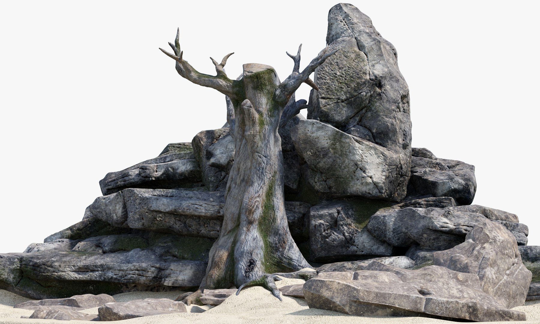 Free Rock Tree 3d Model