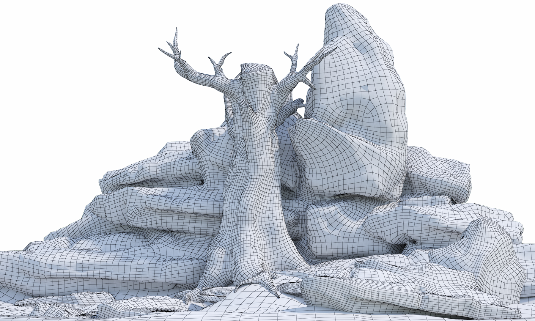 free rock tree 3d model