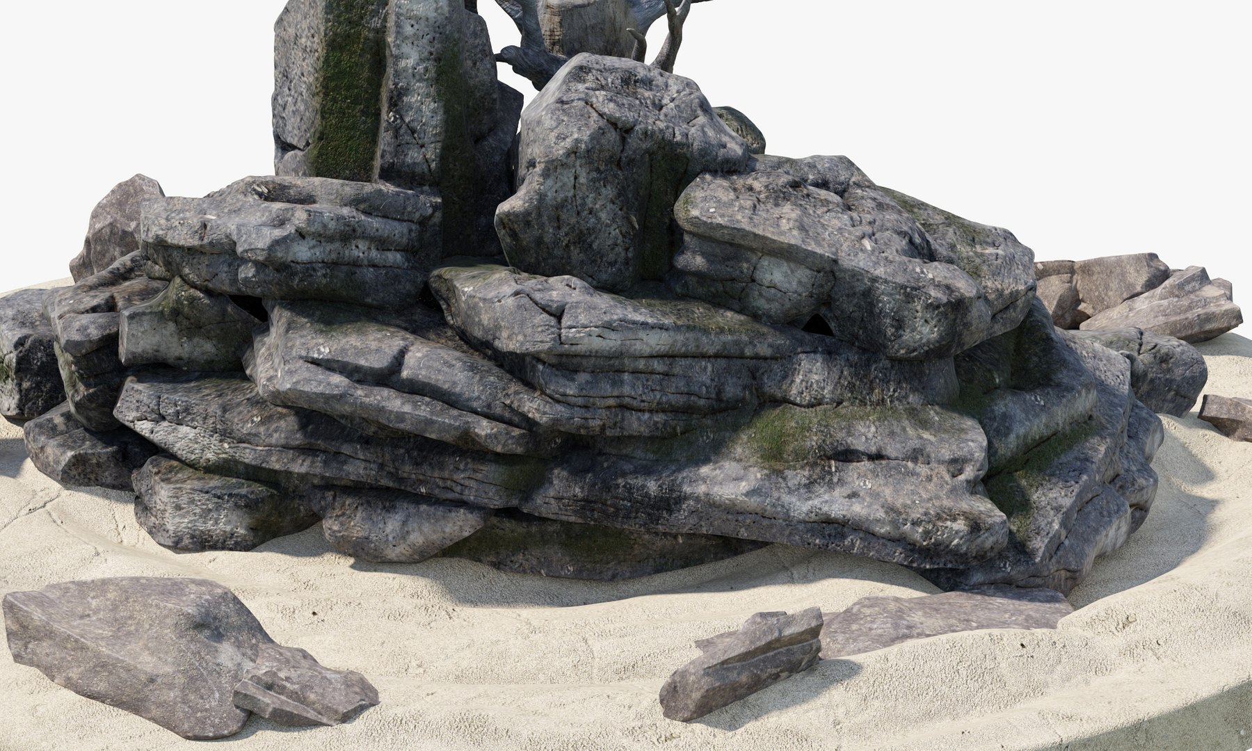 Free Rock Tree 3d Model