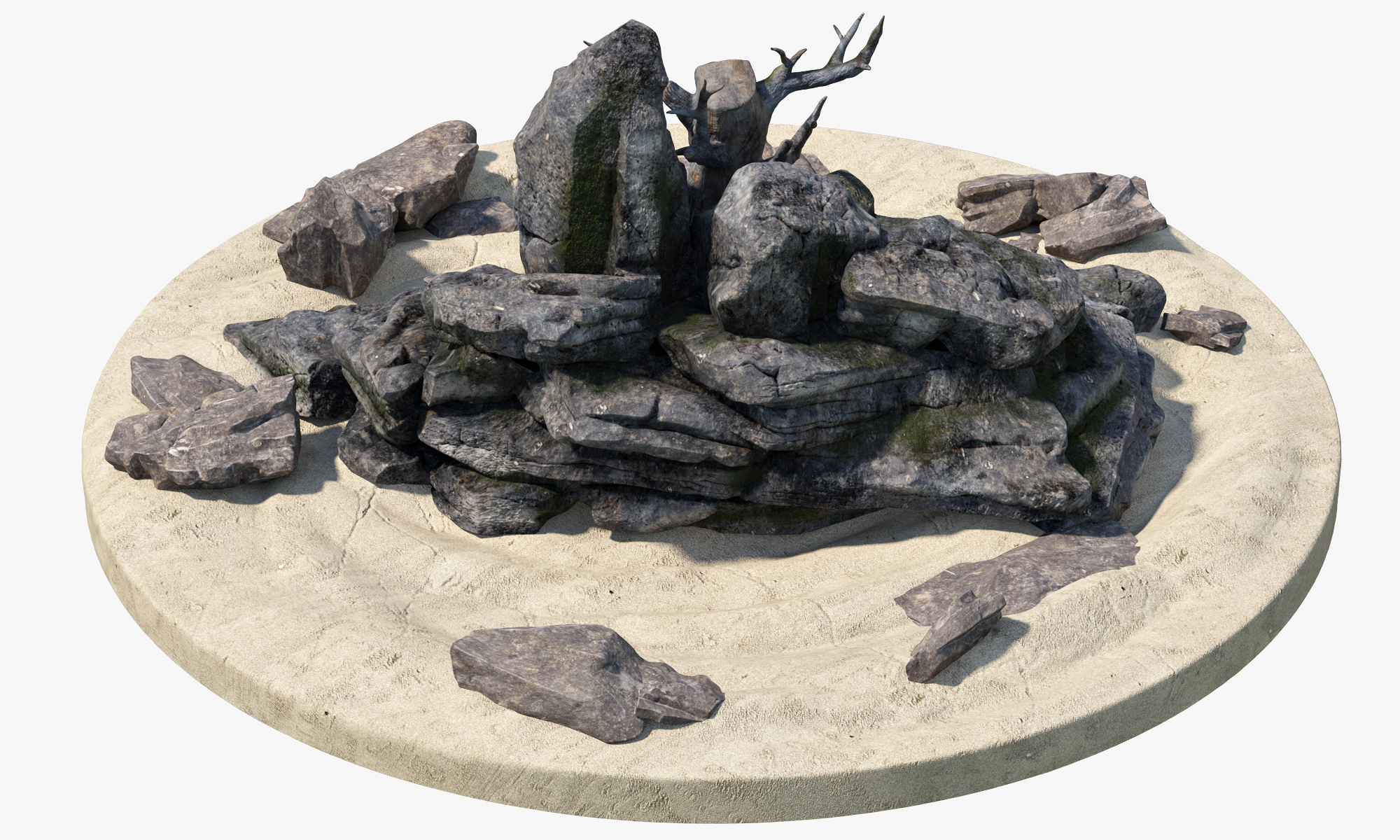 free rock tree 3d model