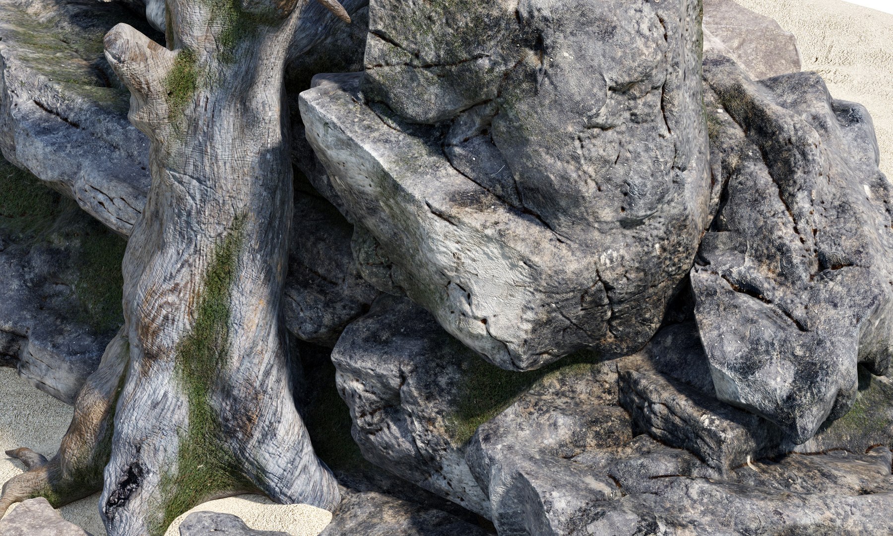 Free Rock Tree 3d Model