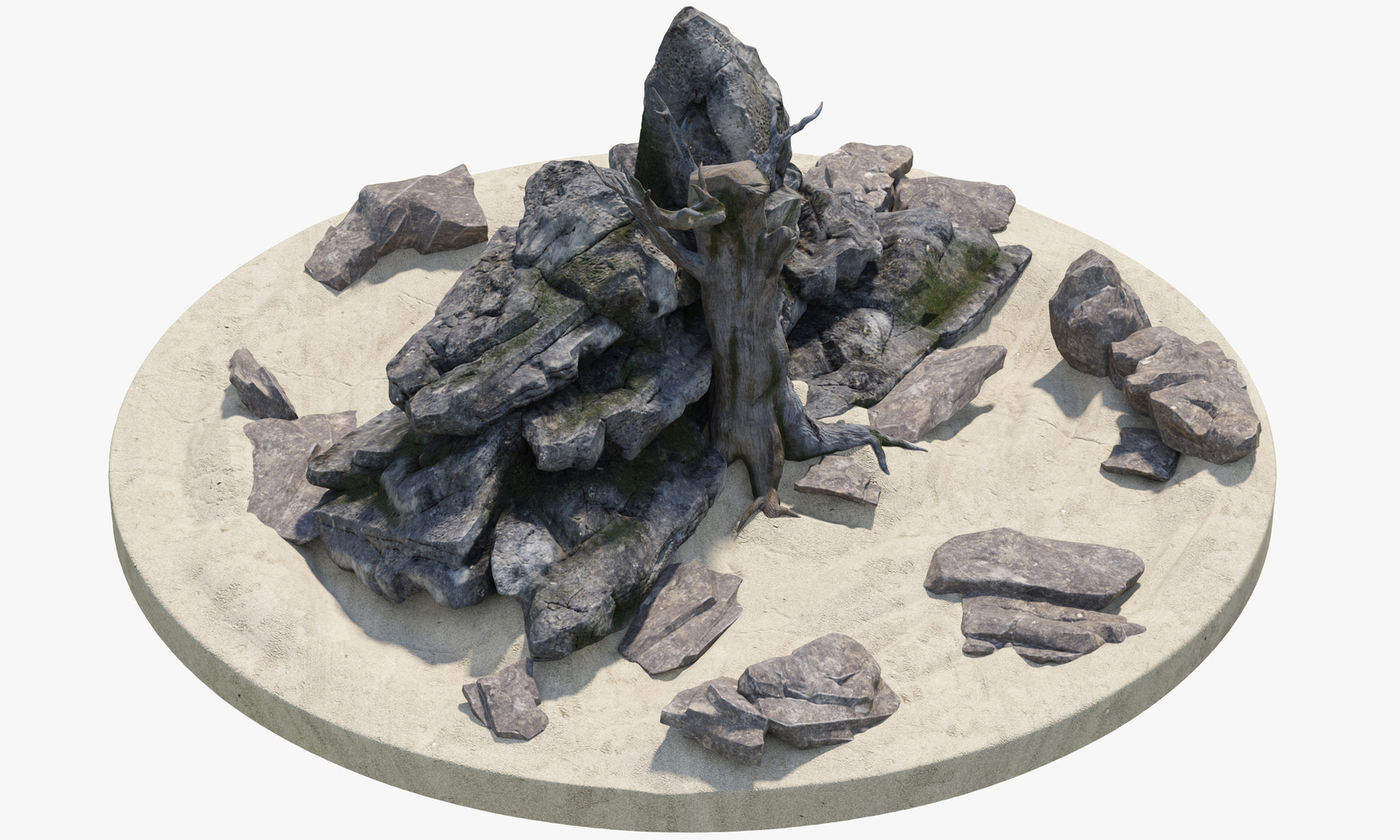 free rock tree 3d model