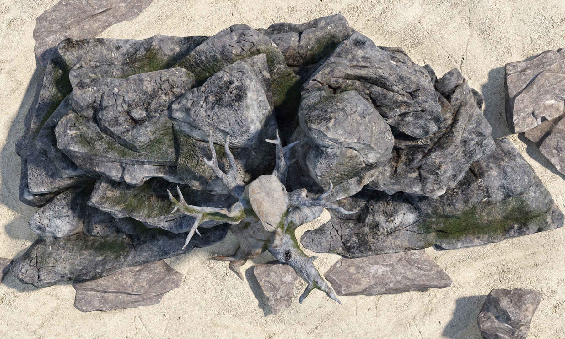 Free Rock Tree 3d Model