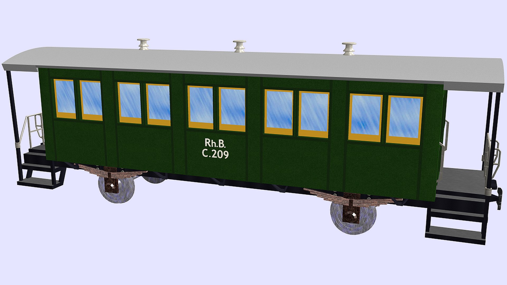 3D Rhb - Rhaetian Railway Old Third-class Passenger Wagon C209 Built ...