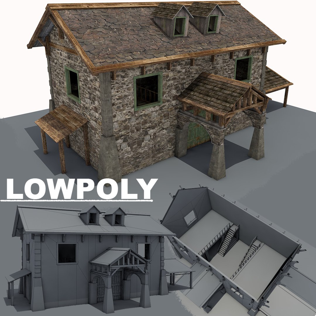 Stone Farm Building 3d 3ds