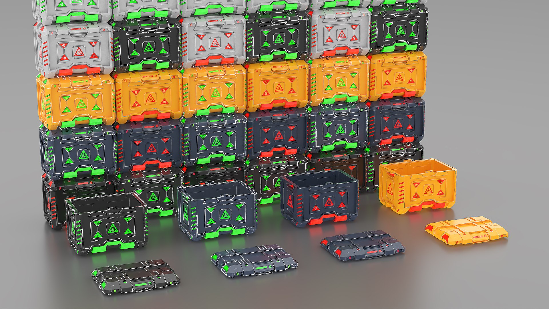 3D Model Sci-Fi Storage Crates Set - TurboSquid 2349255