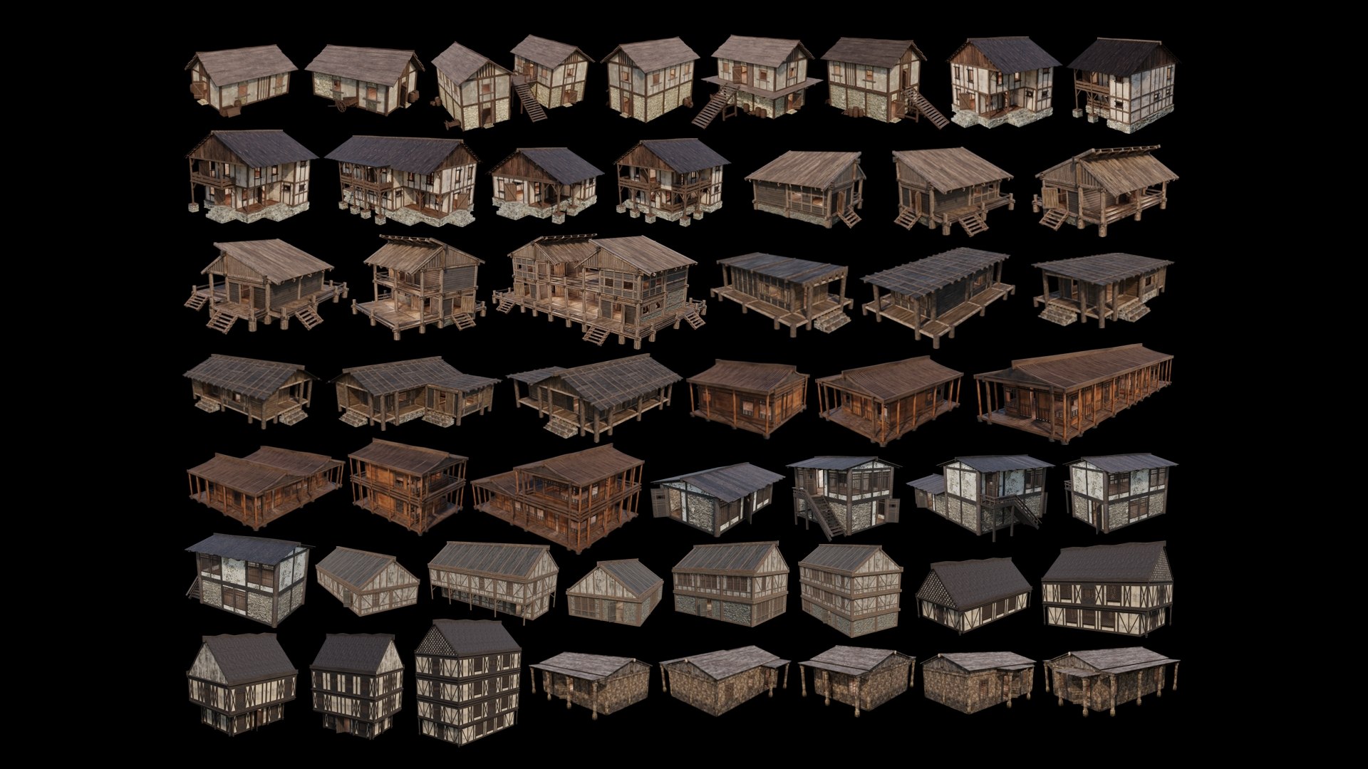 3D 50- Medieval Houses Collection - 4K Textures Game Ready model ...