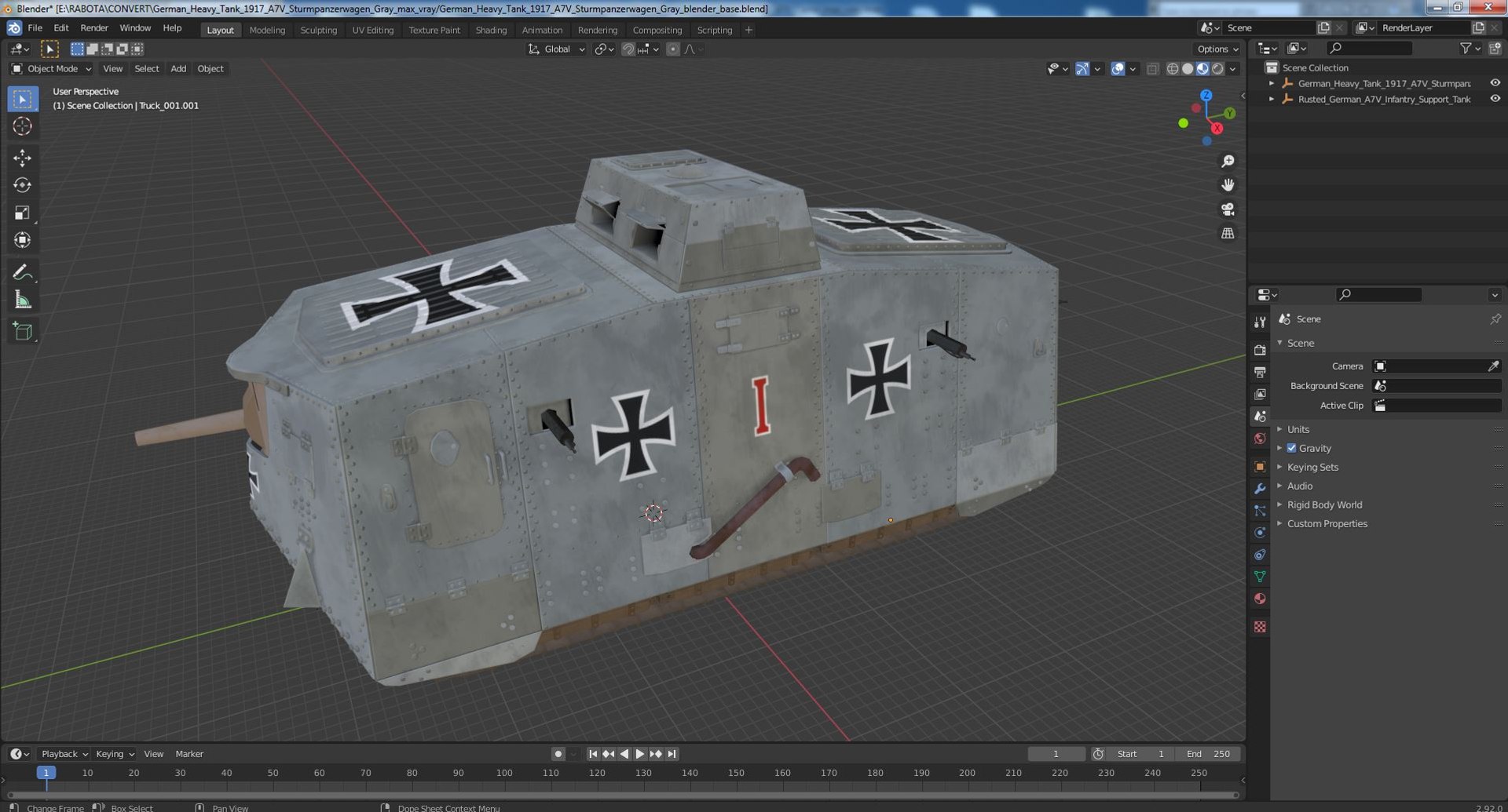3D Model German Heavy Tank 1917 A7V Sturmpanzerwagen Gray - TurboSquid ...