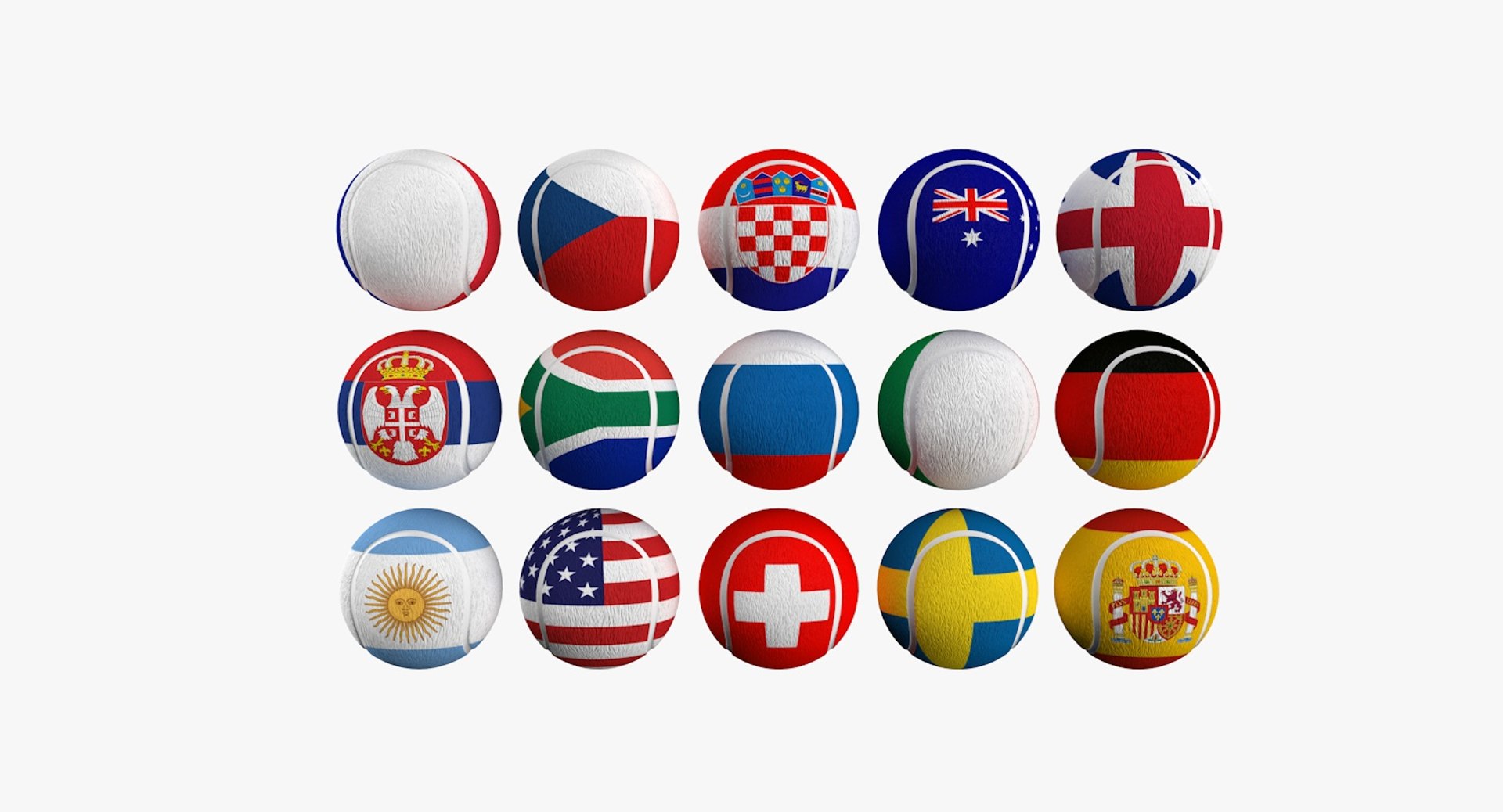 Tennis Balls Flags 3d Model