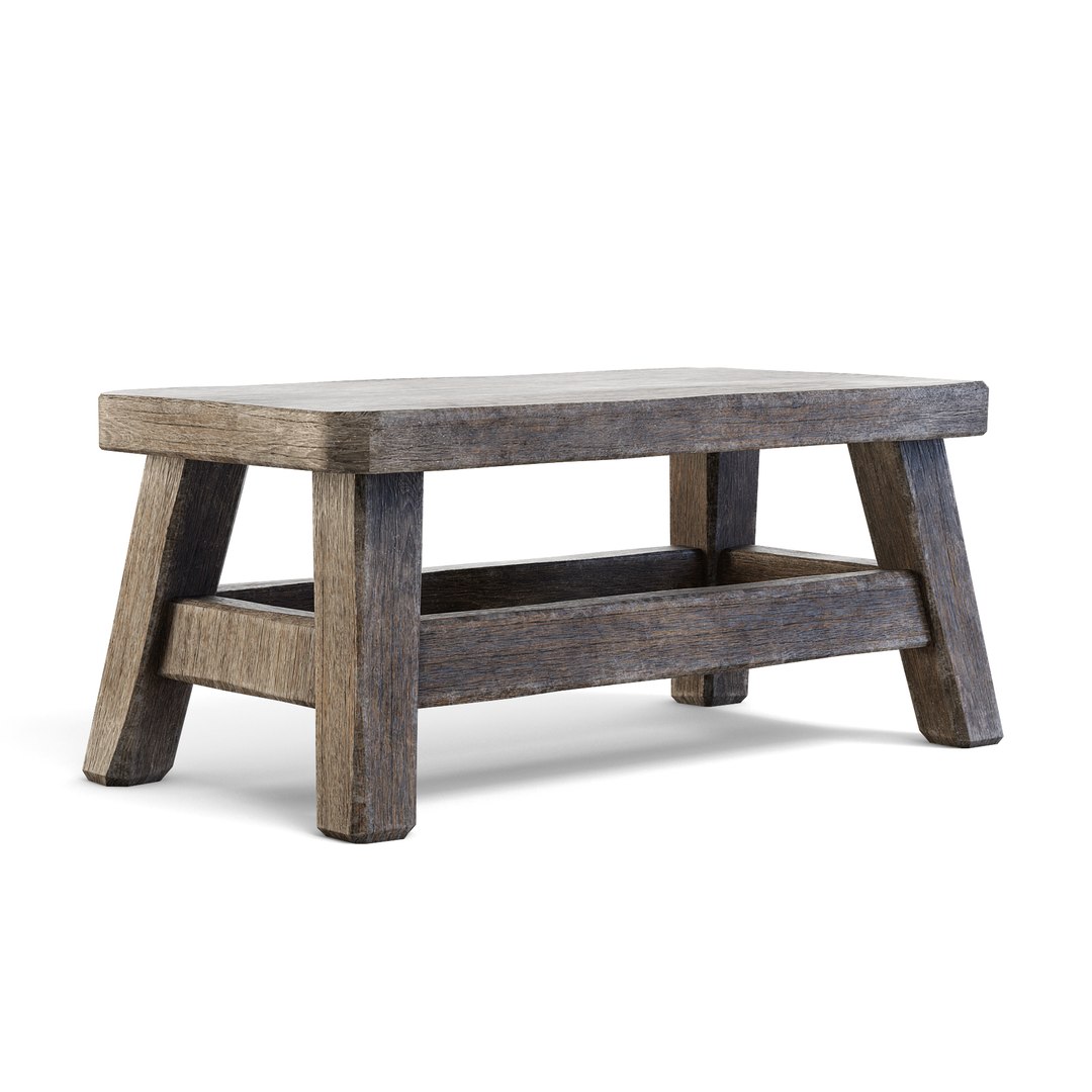 Wide Wooden Stool Model - TurboSquid 2230991