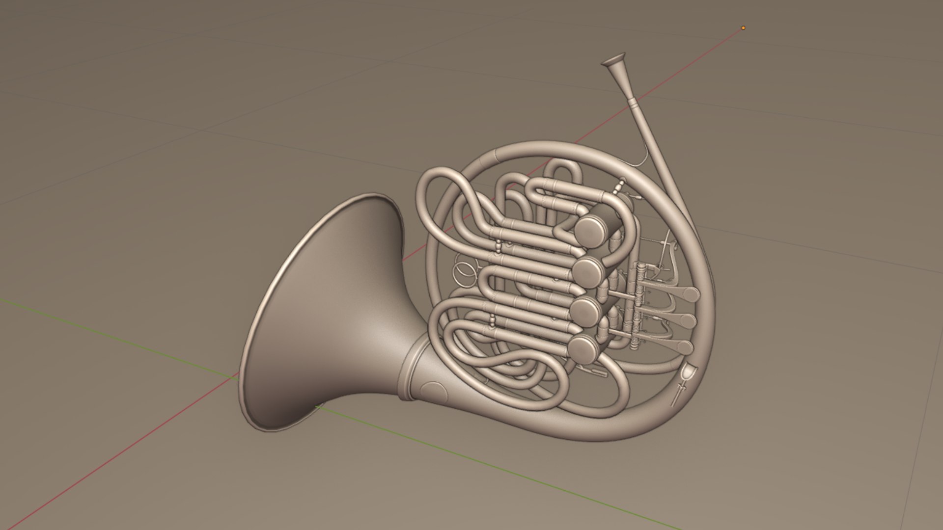 3D French Horn Three Materials Brass Copper And Silver - TurboSquid 2245188