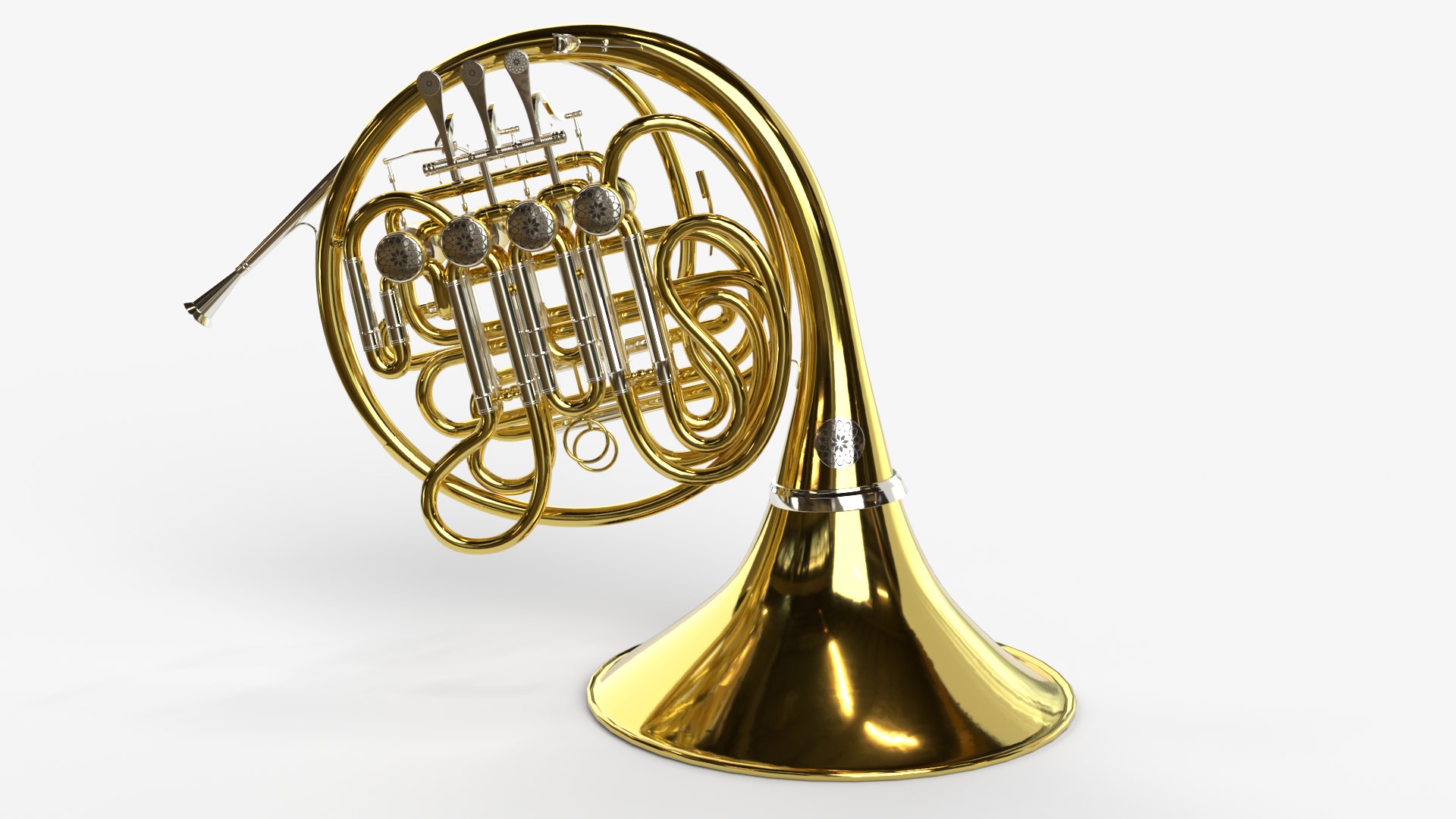 3D French Horn Three Materials Brass Copper And Silver - TurboSquid 2245188