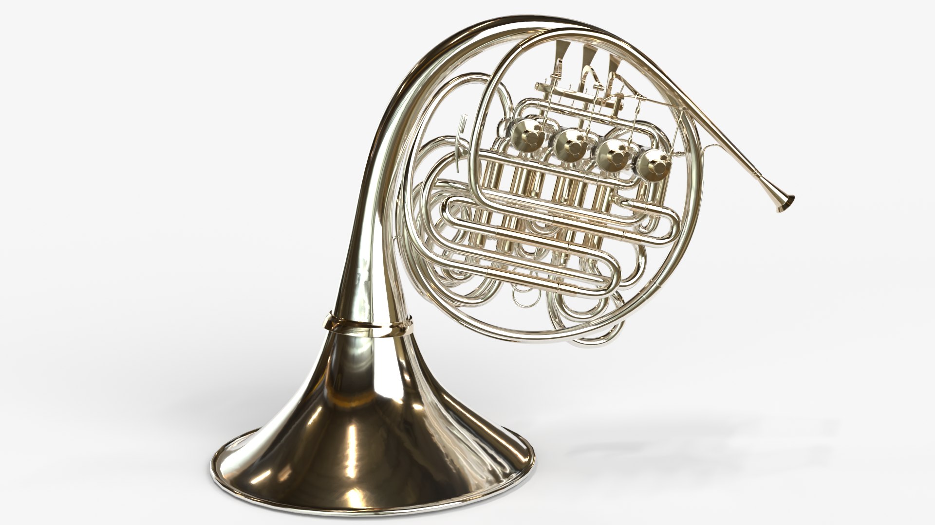 3D French Horn Three Materials Brass Copper And Silver - TurboSquid 2245188