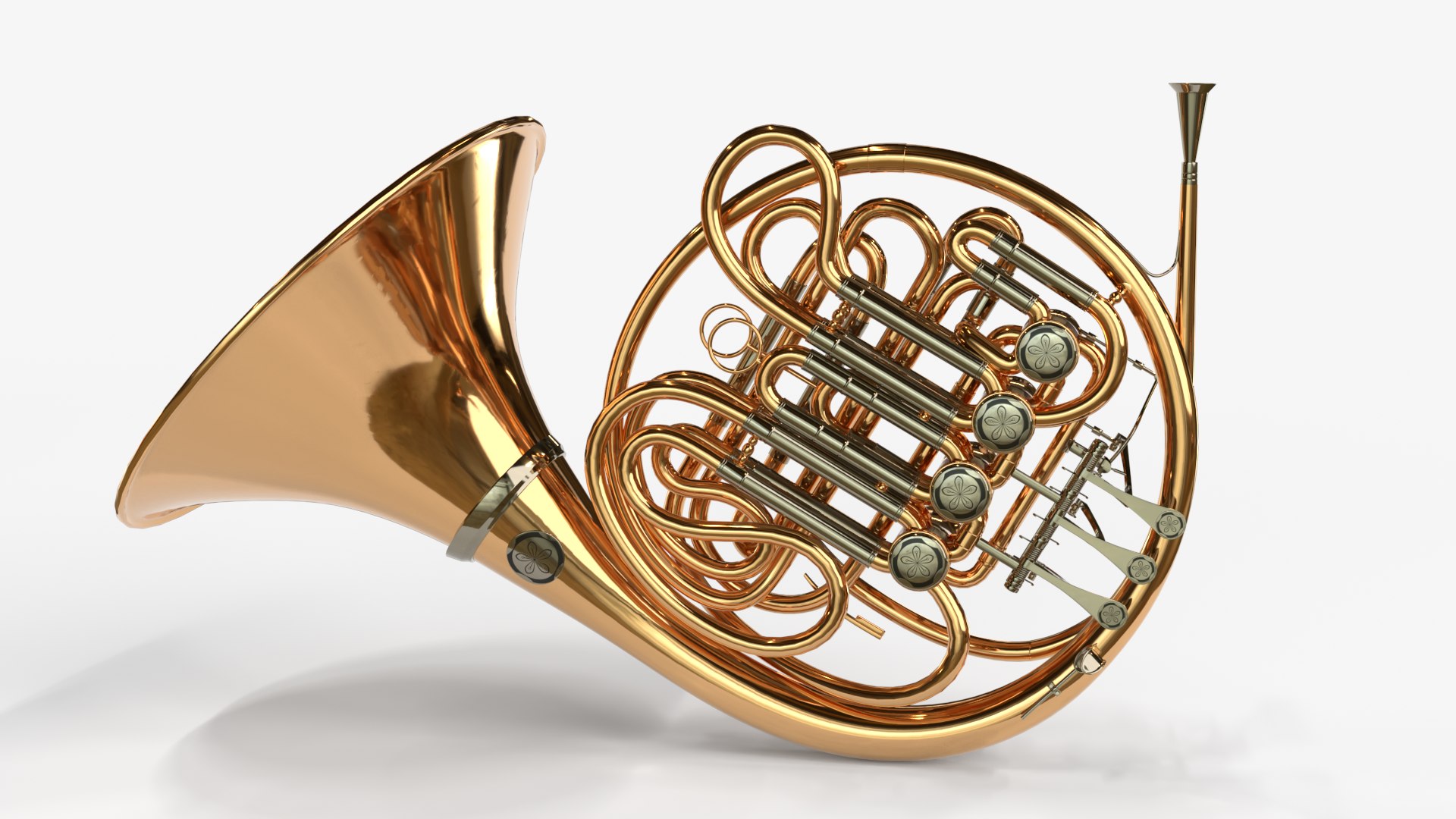 3D French Horn Three Materials Brass Copper And Silver - TurboSquid 2245188