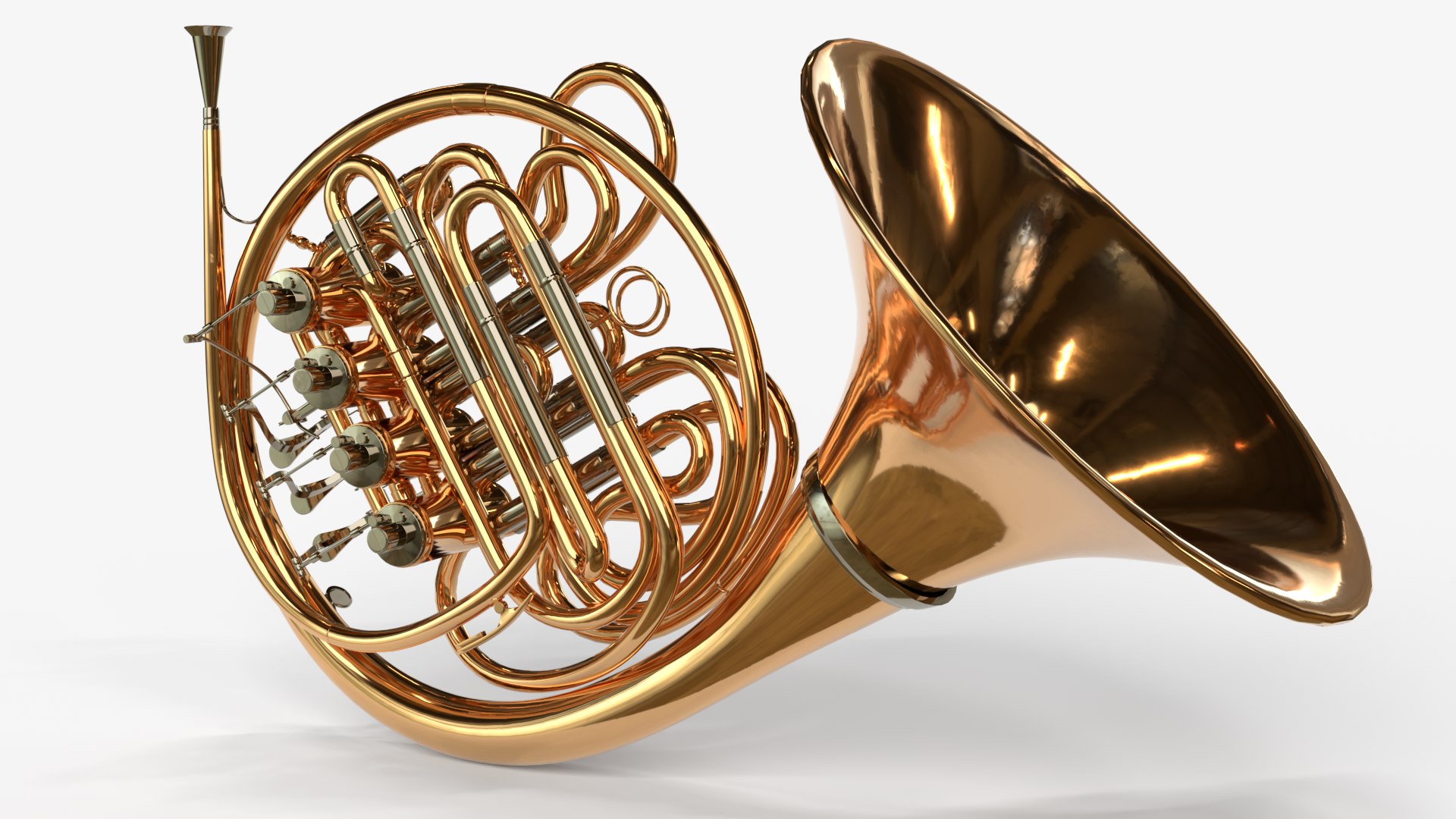 3D French Horn Three Materials Brass Copper And Silver - TurboSquid 2245188