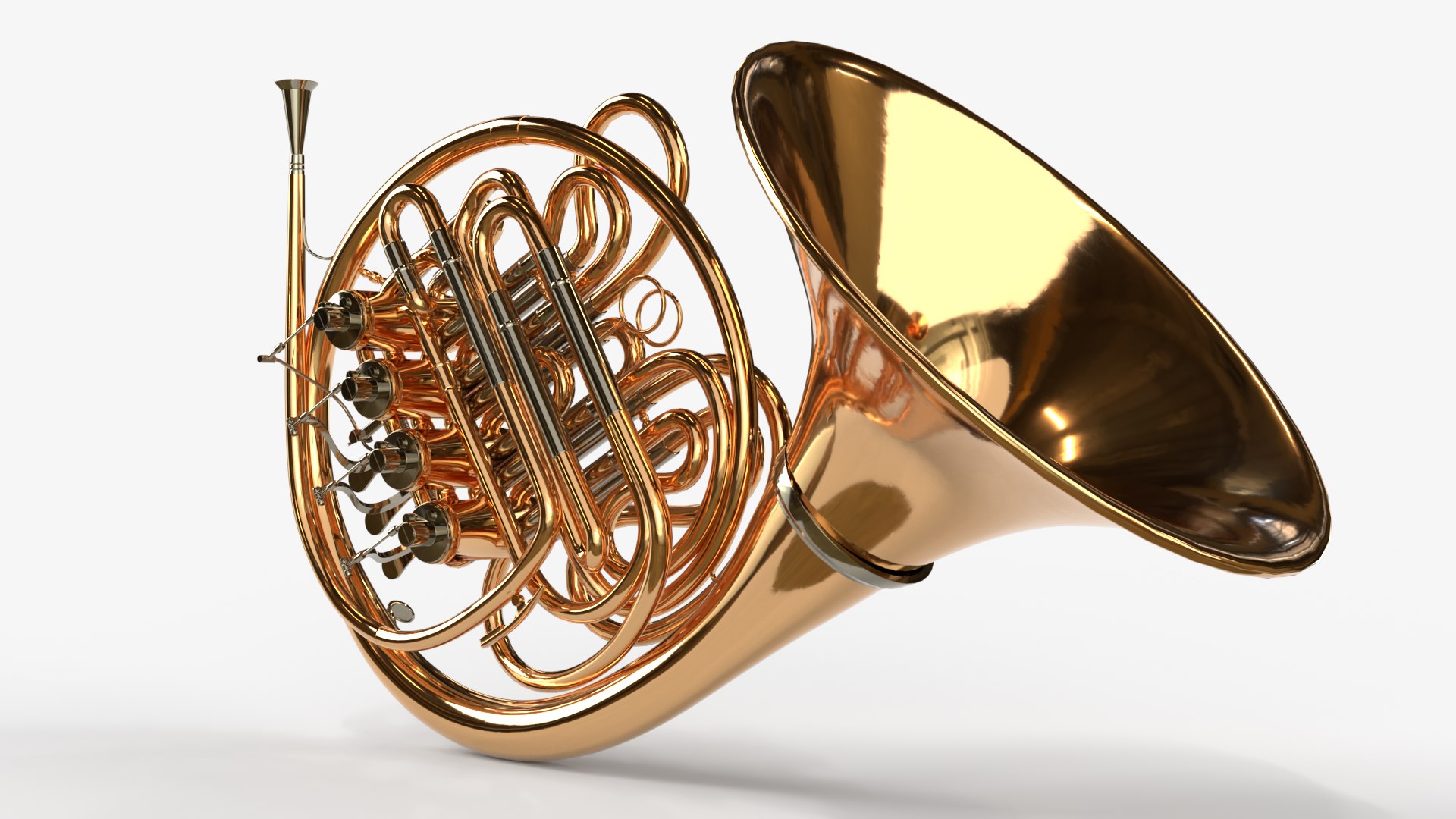 3D French Horn Three Materials Brass Copper And Silver - TurboSquid 2245188