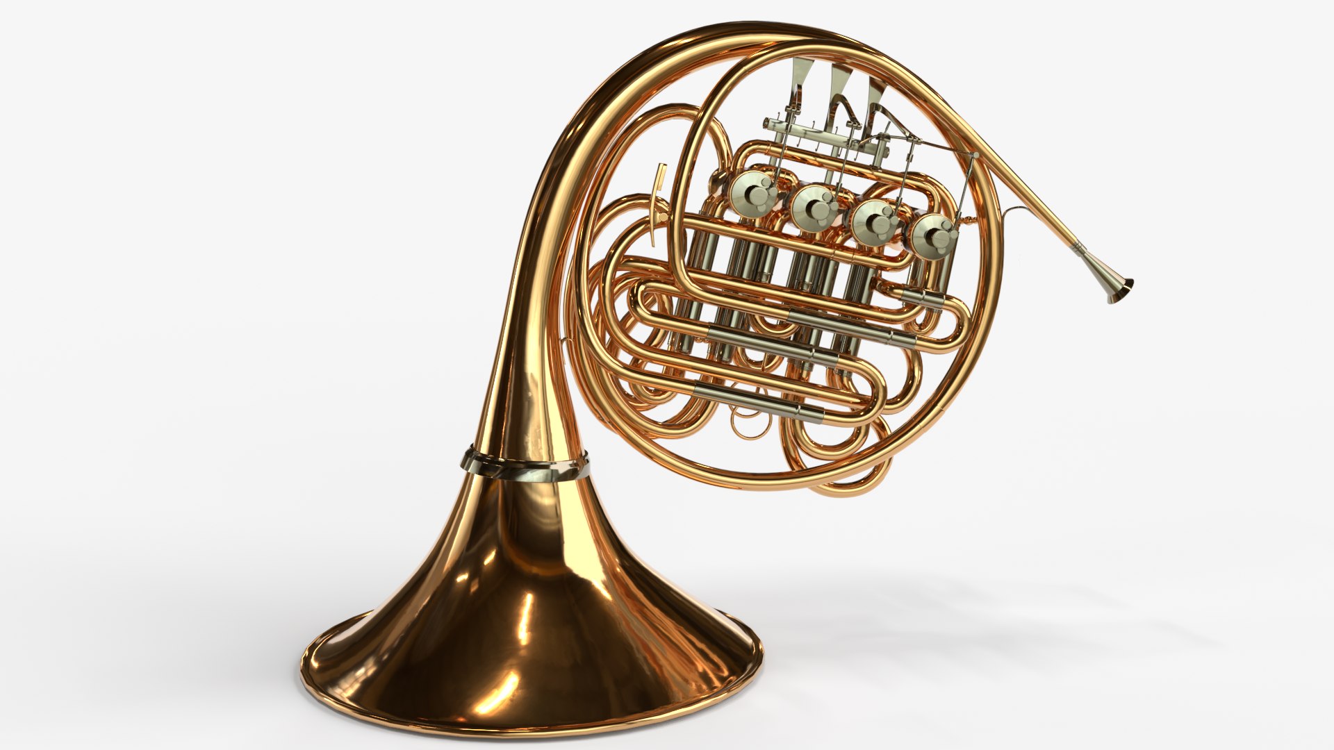 3D French Horn Three Materials Brass Copper And Silver - TurboSquid 2245188
