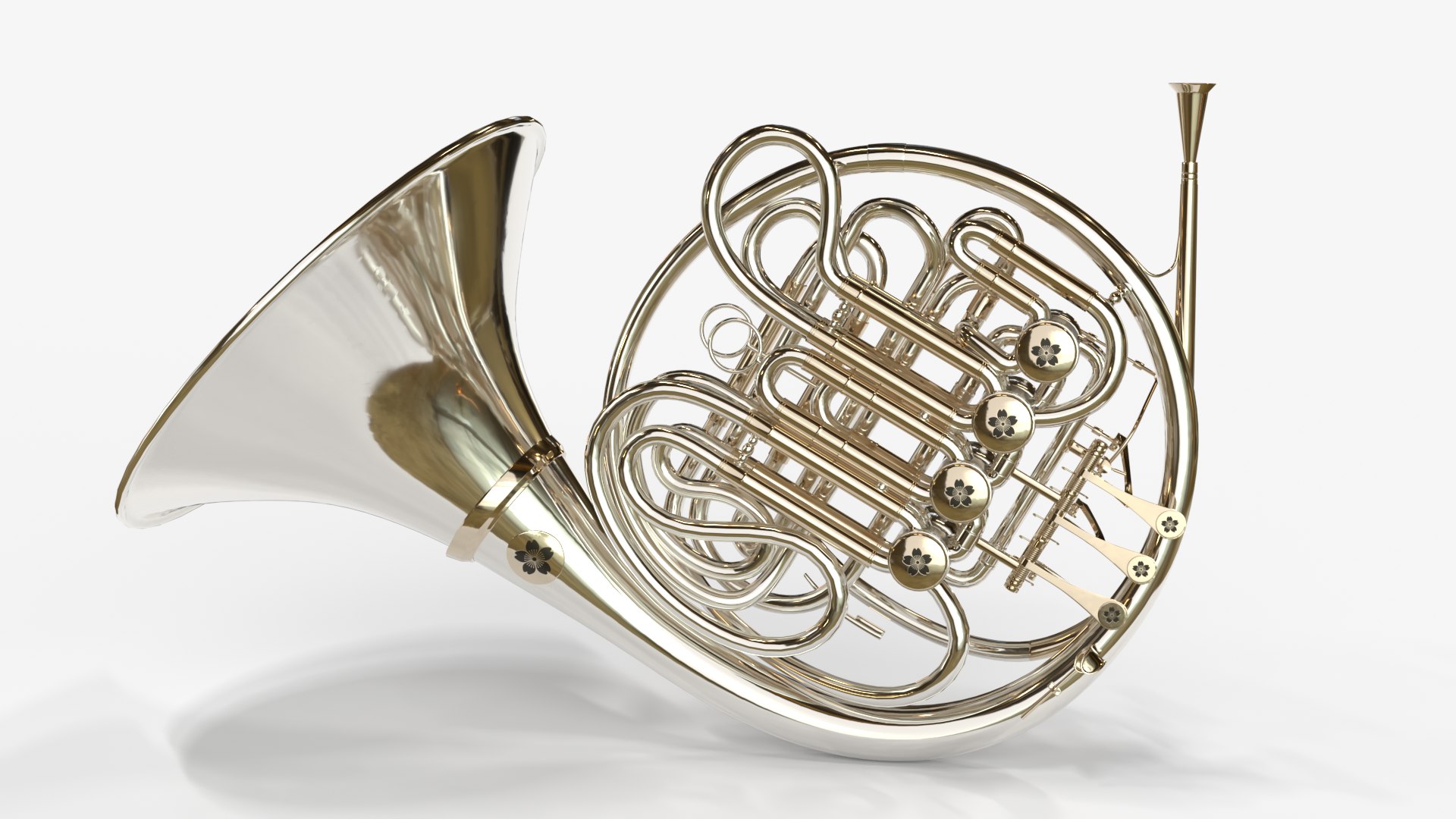 3D French Horn Three Materials Brass Copper And Silver - TurboSquid 2245188