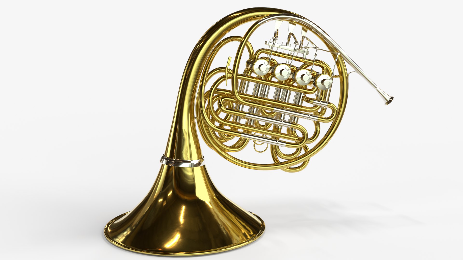 3D French Horn Three Materials Brass Copper And Silver - TurboSquid 2245188