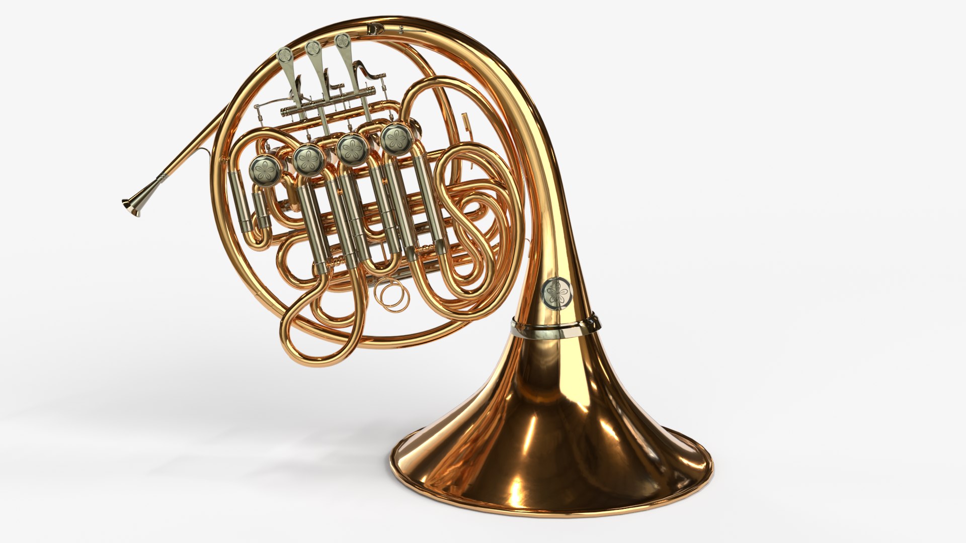 3D French Horn Three Materials Brass Copper And Silver - TurboSquid 2245188