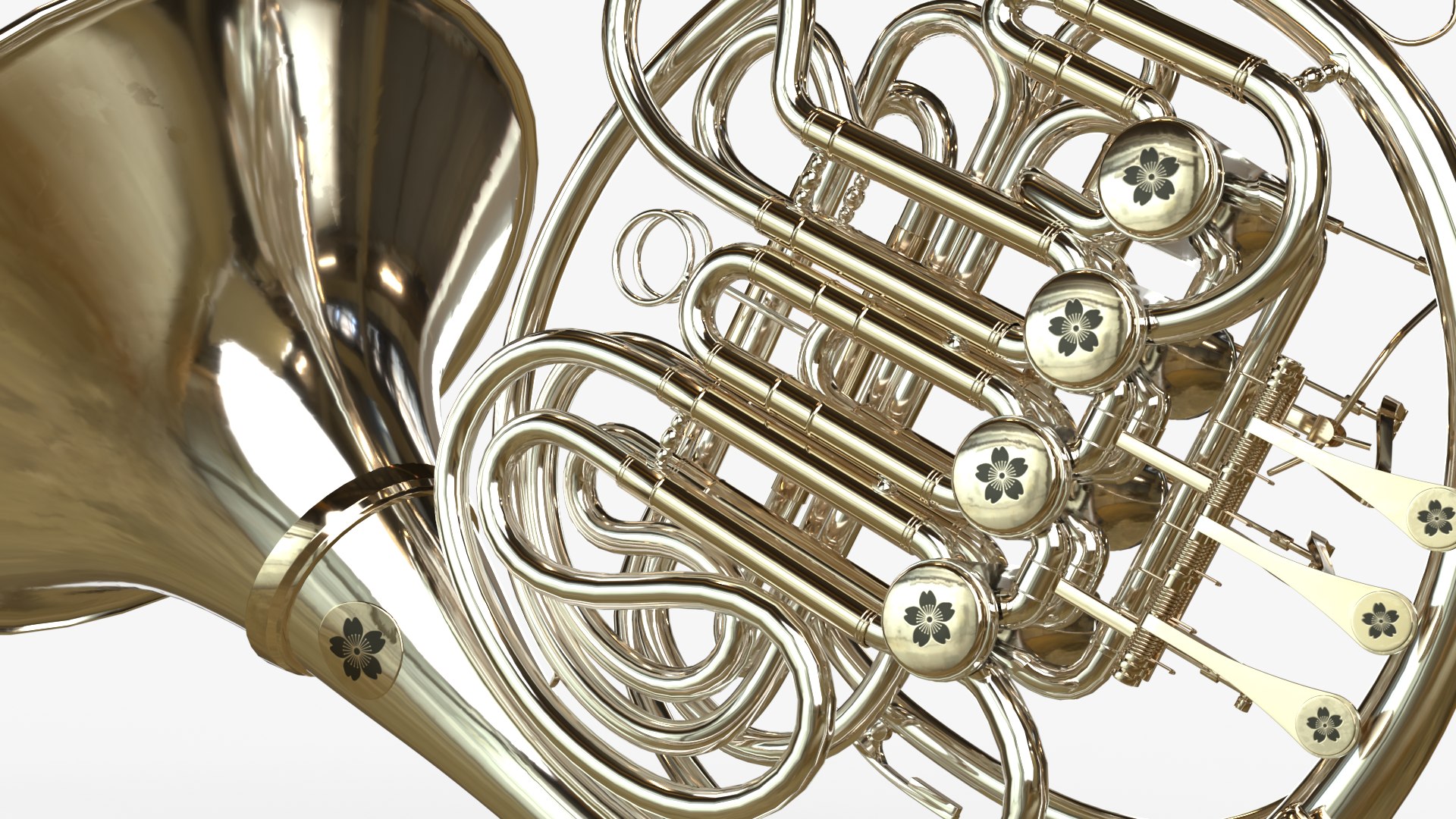 3D French Horn Three Materials Brass Copper And Silver - TurboSquid 2245188