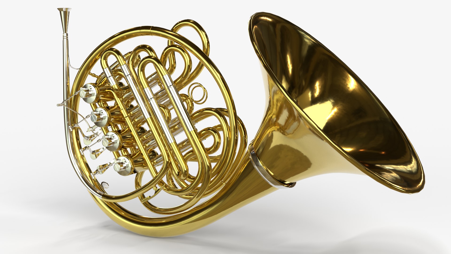 3D French Horn Three Materials Brass Copper And Silver - TurboSquid 2245188