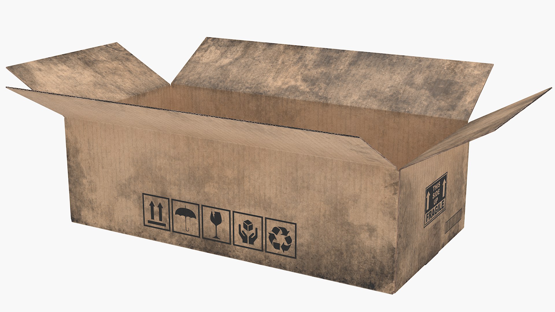 3D Cardboard Box 6 Worn Open Model - TurboSquid 2185517