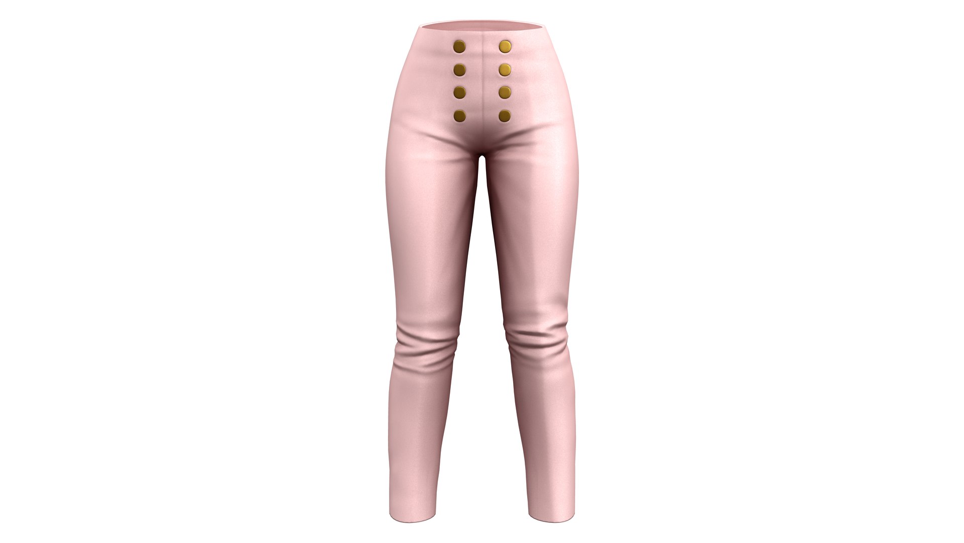 Front Rivets High Waist Pink Pants model - TurboSquid 2000877
