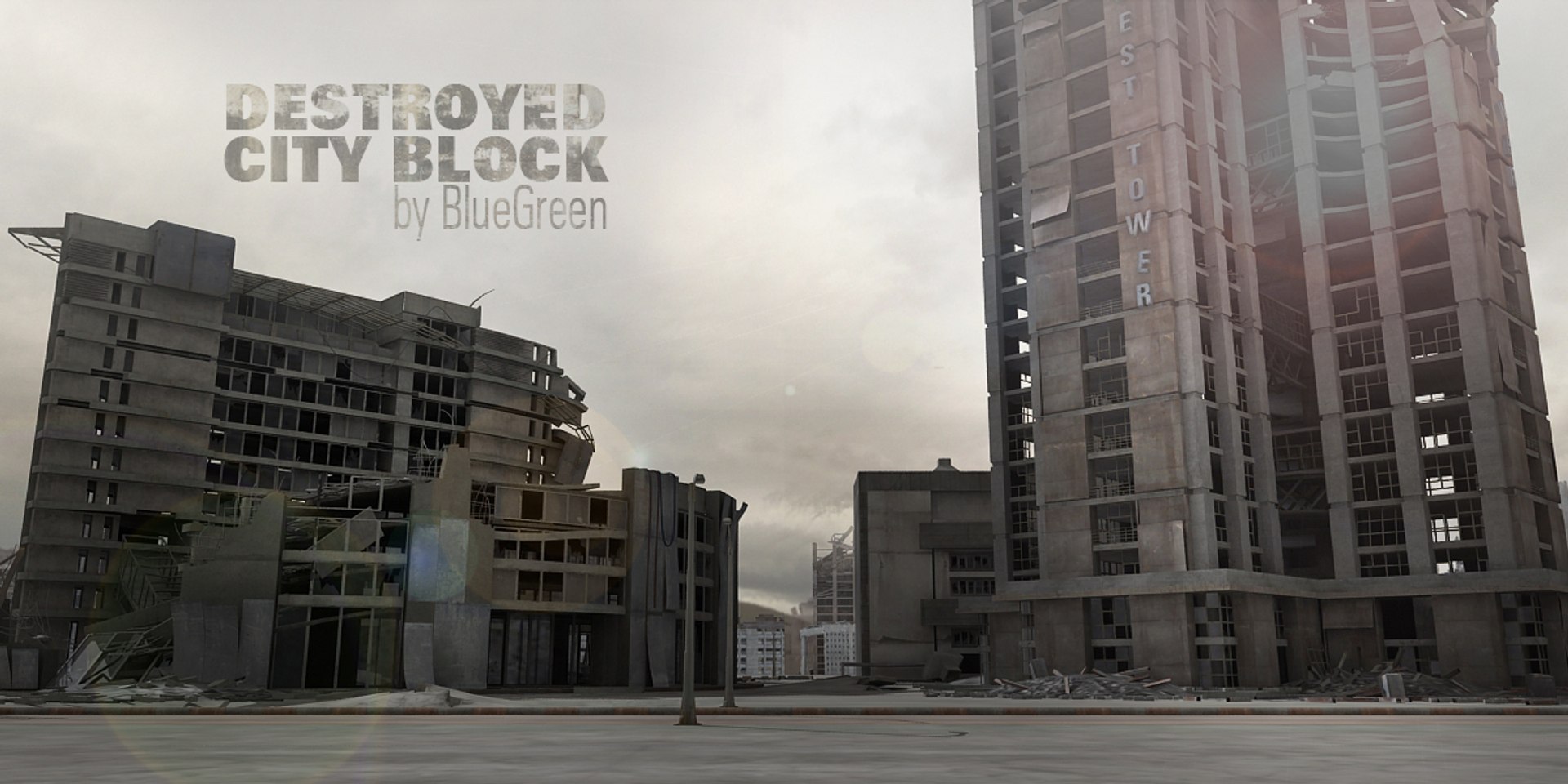 3d Destroyed City Block Model