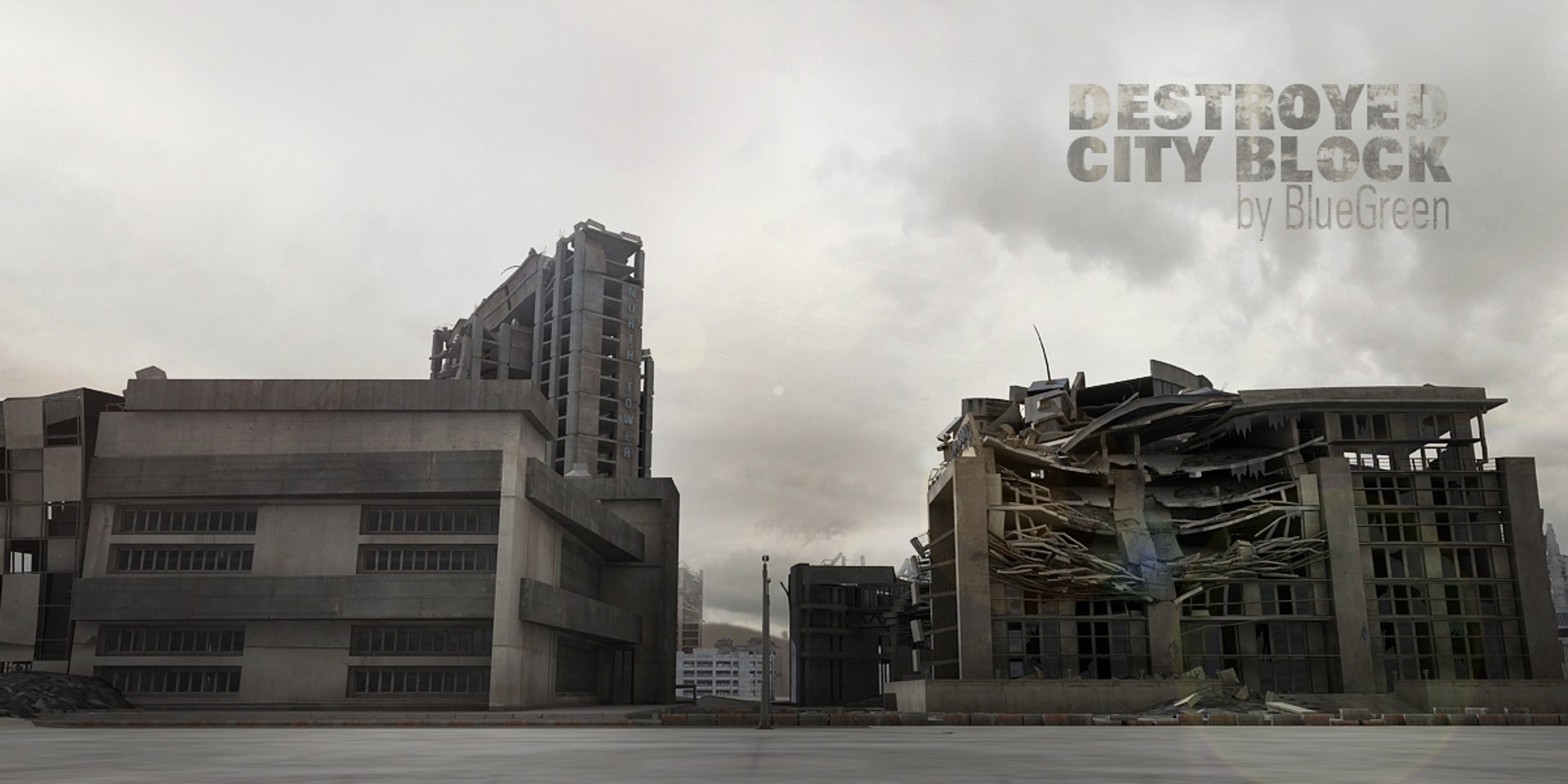 3d Destroyed City Block Model
