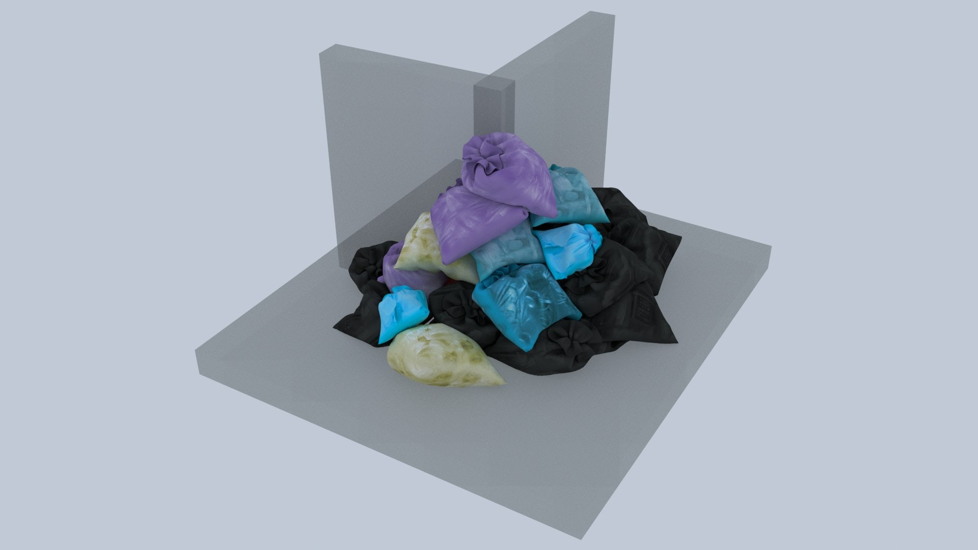 Small Garbage Bags Pile In Street Corner 3D Model - TurboSquid 1965296
