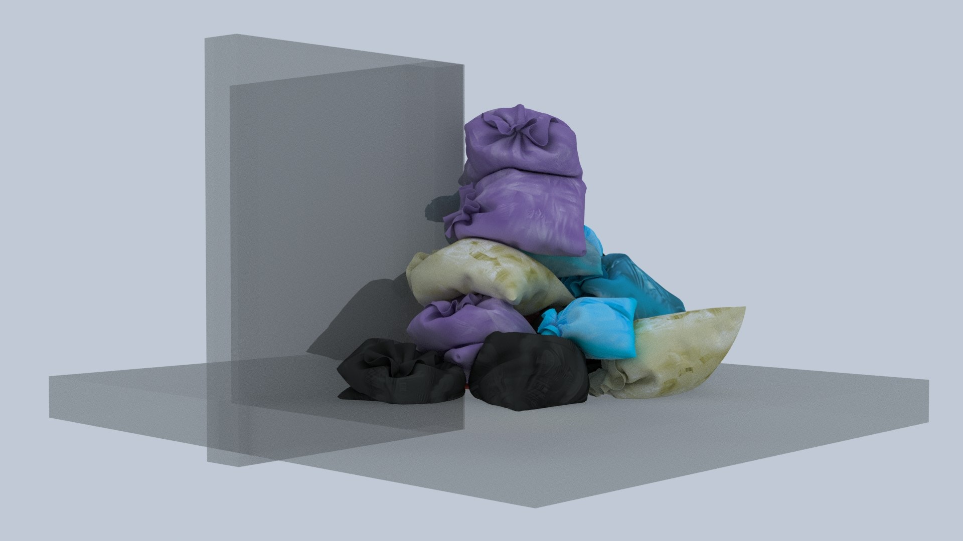 Small Garbage Bags Pile In Street Corner 3D Model - TurboSquid 1965296