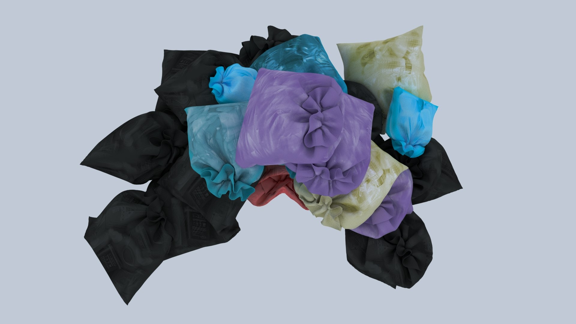 Small Garbage Bags Pile In Street Corner 3D Model - TurboSquid 1965296