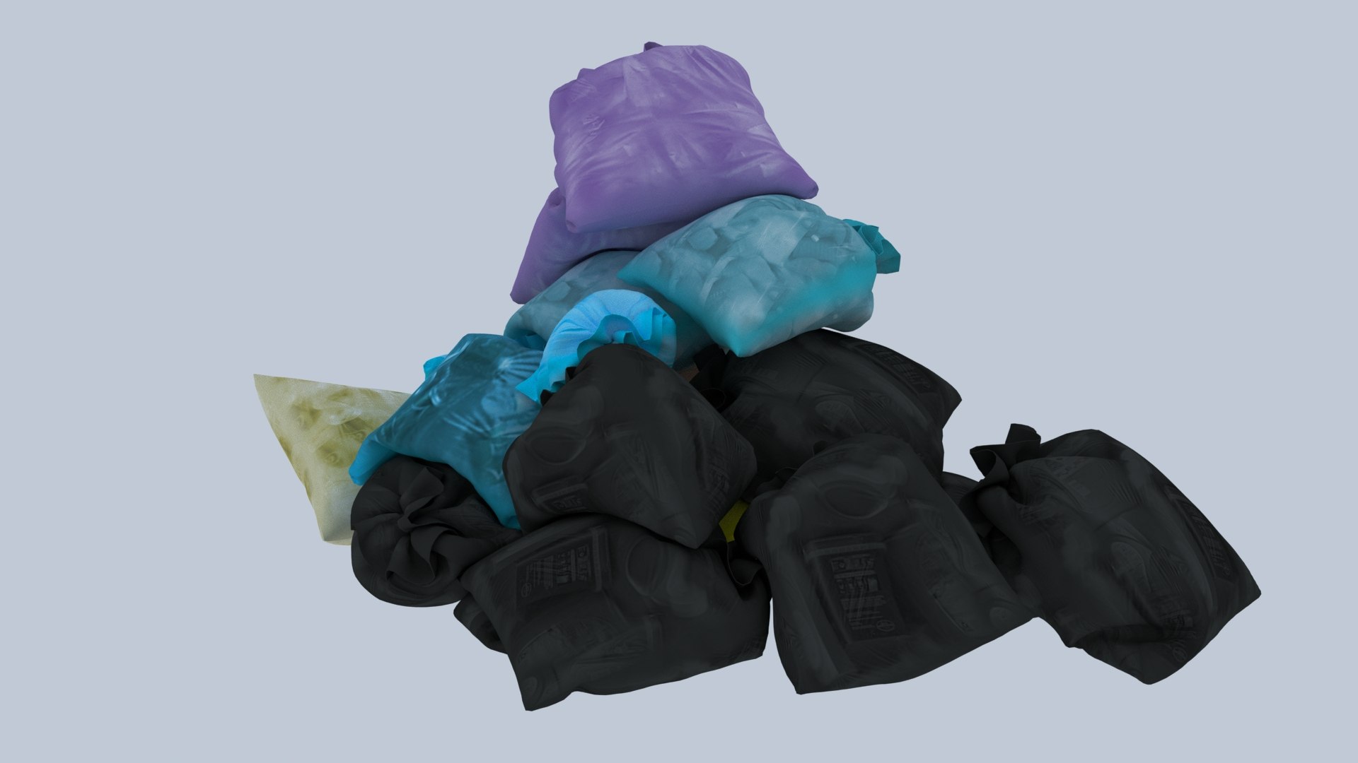 Small Garbage Bags Pile In Street Corner 3D Model - TurboSquid 1965296