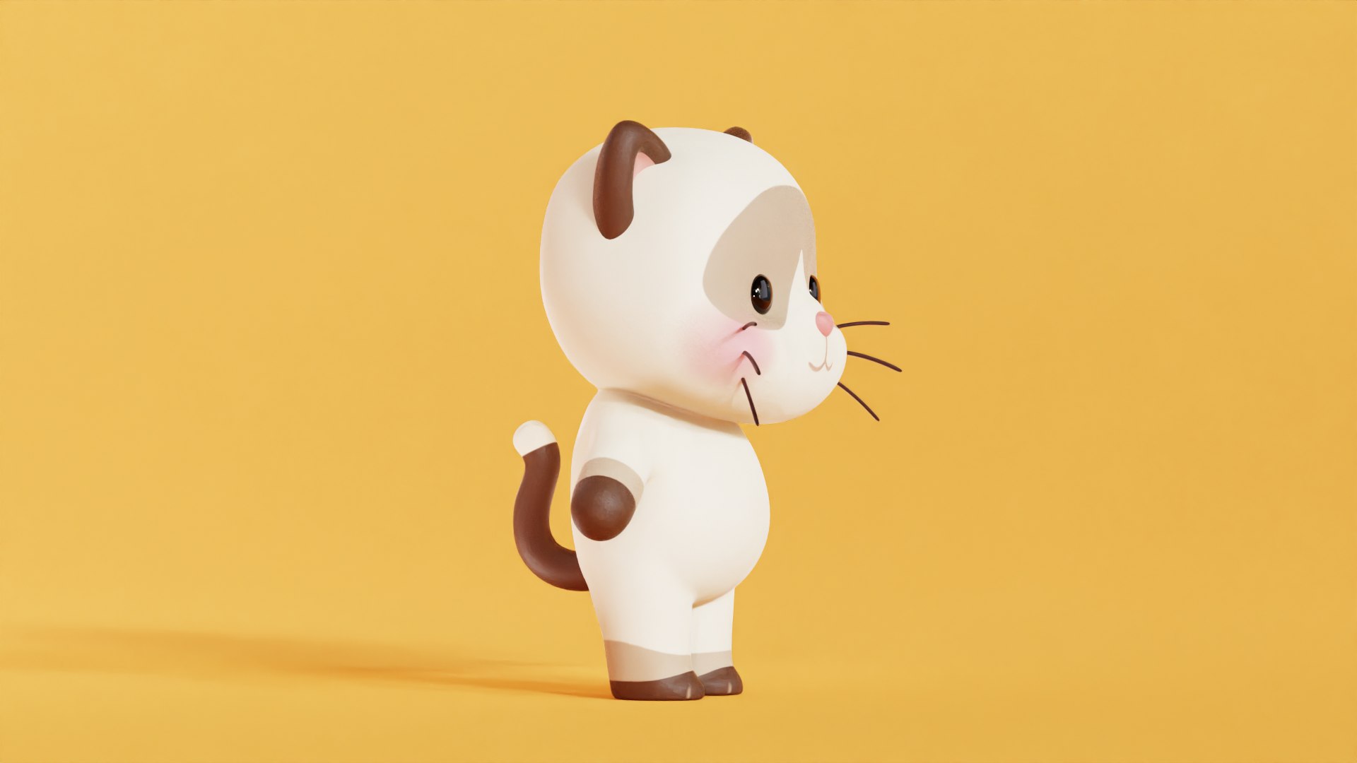 Cat Character Cartoon Siamese Chibi Kawaii Low-poly 3D Model 3D Model ...