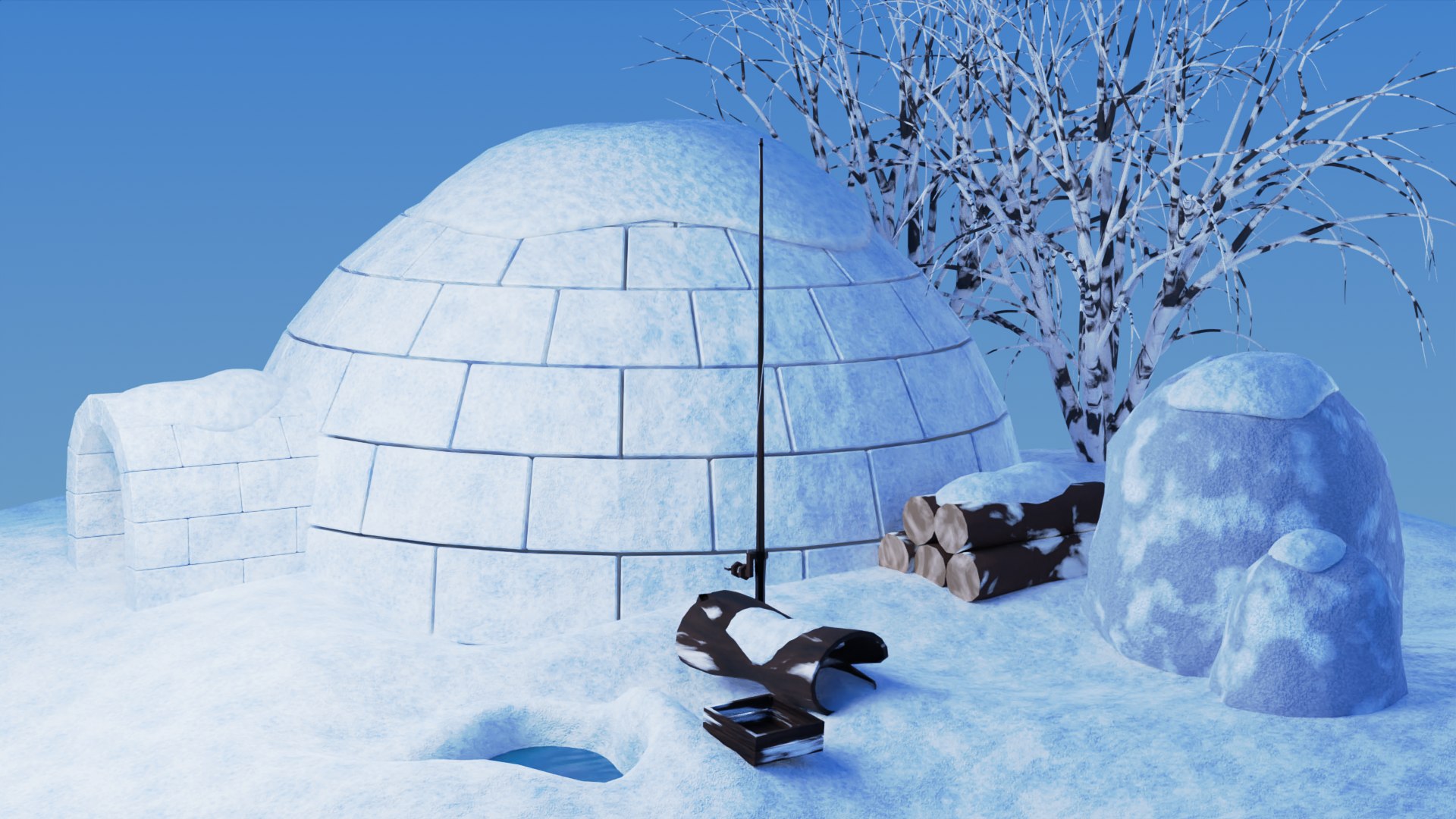Winter Scene Model - TurboSquid 1682143