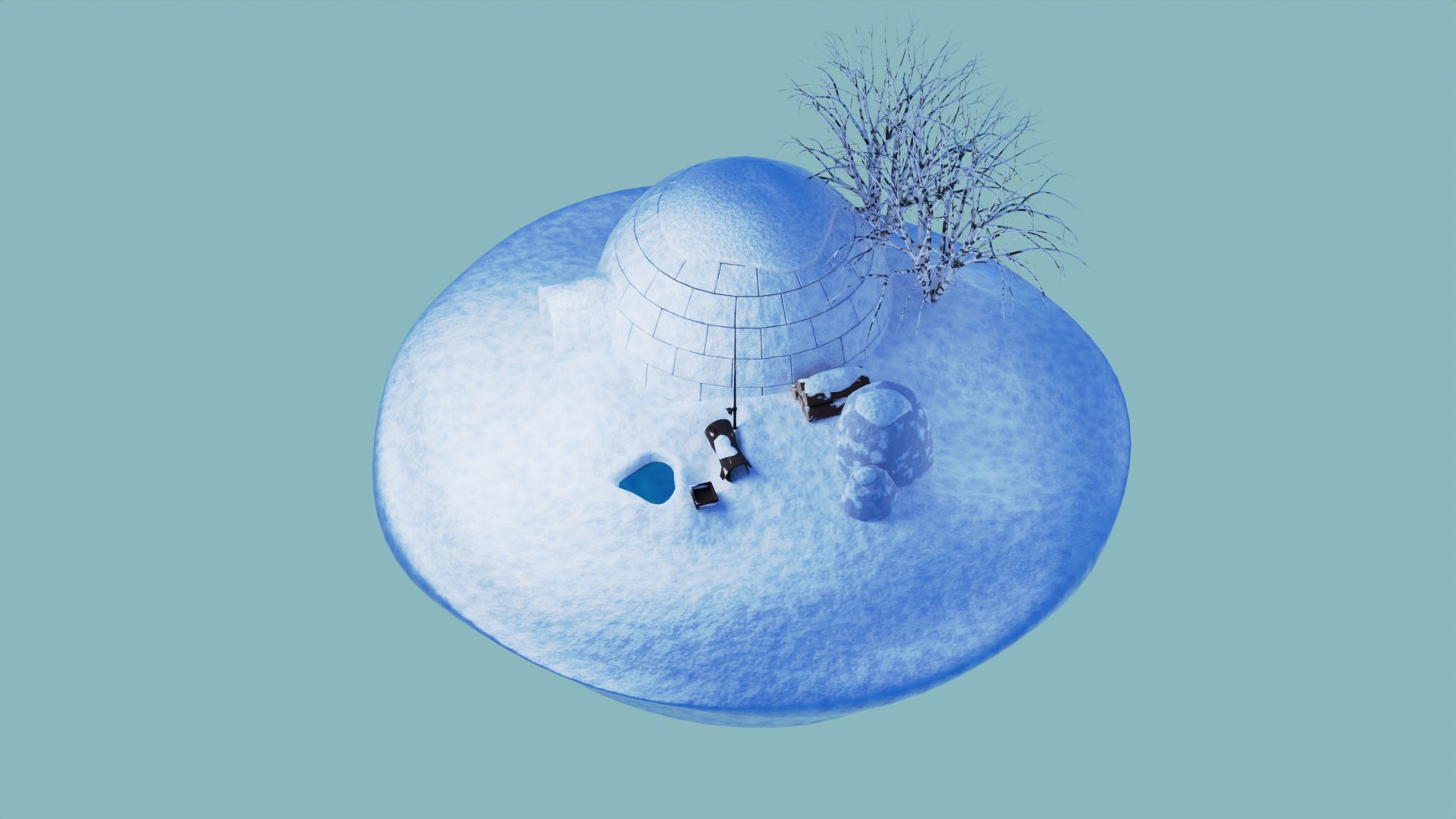 Winter Scene Model - TurboSquid 1682143