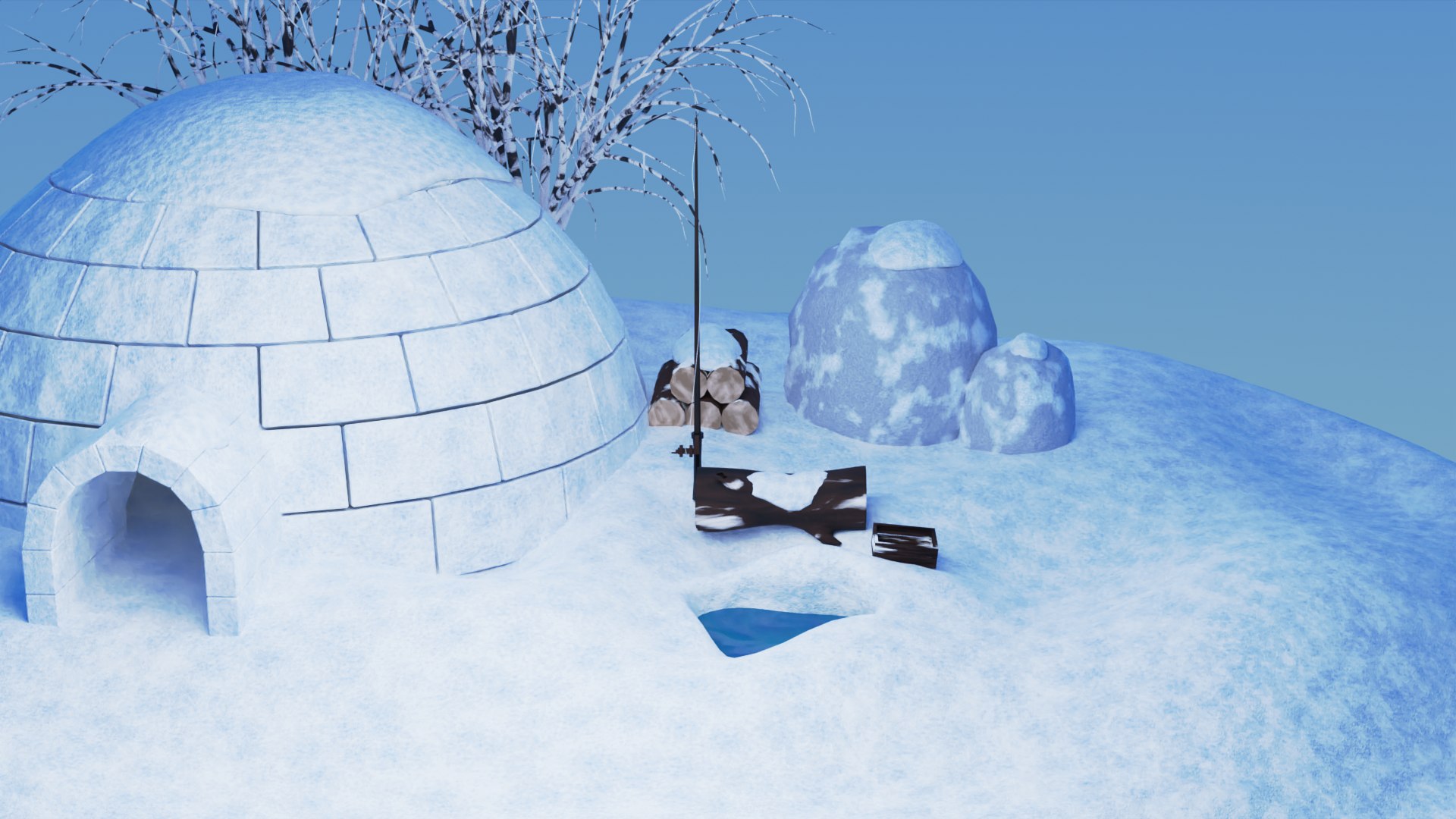 Winter Scene Model - TurboSquid 1682143