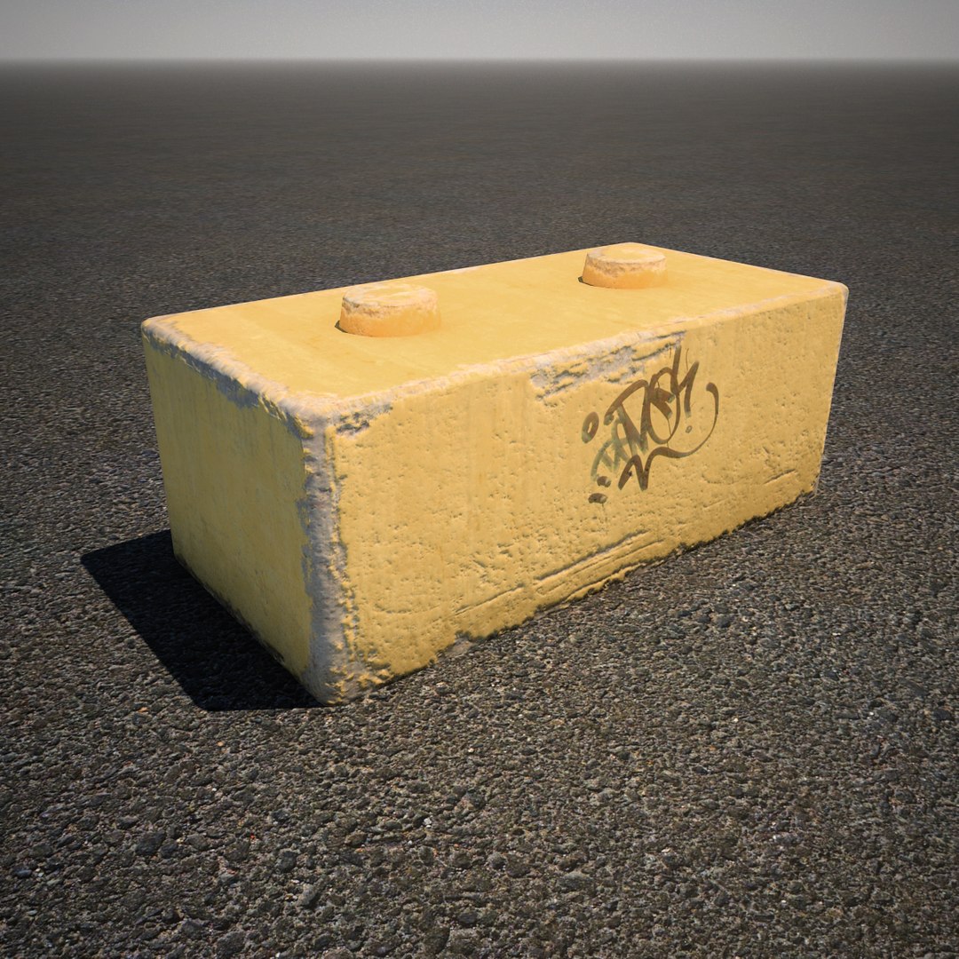 yellow concrete barricade 3d max
