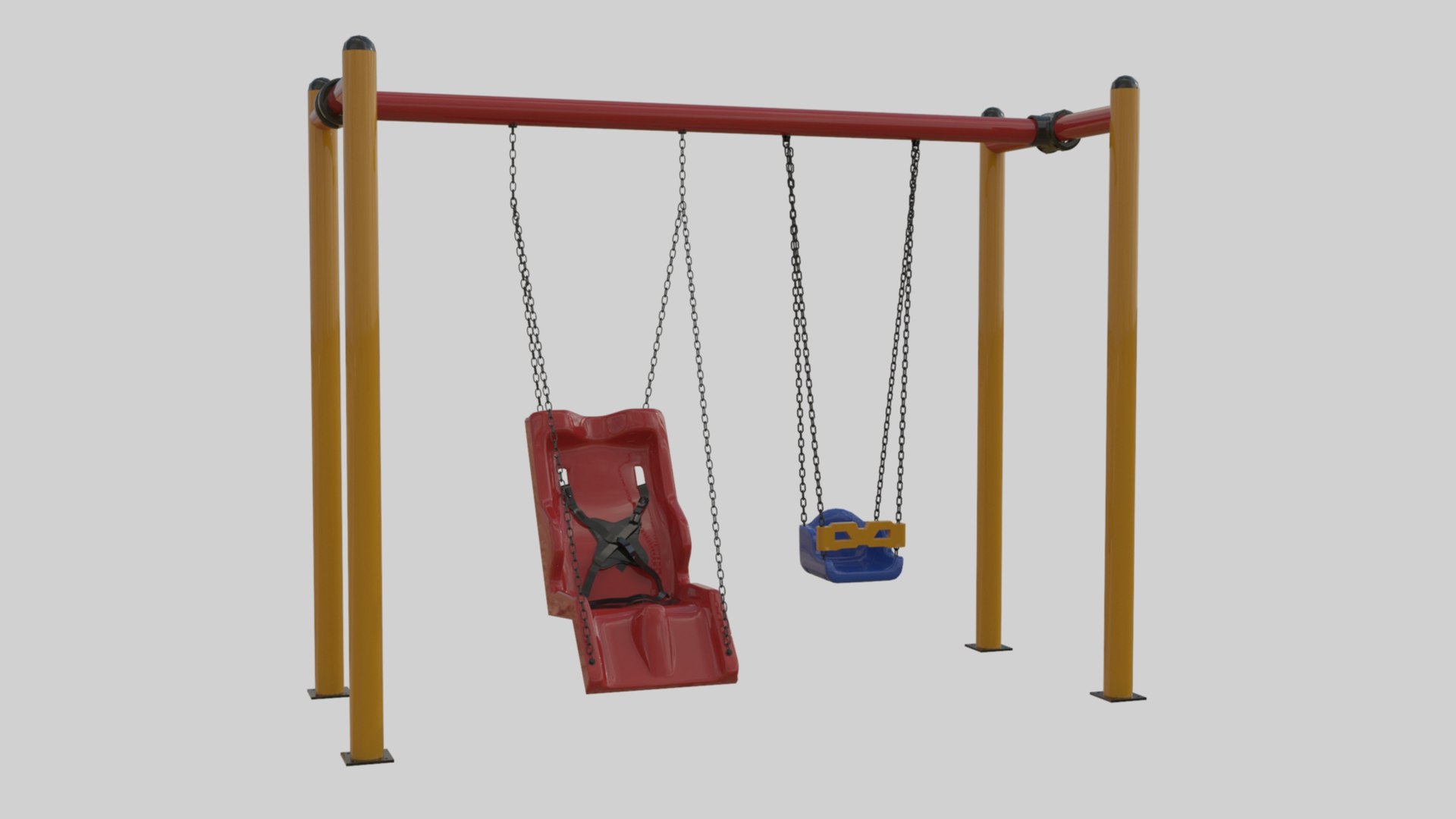 3D Playground Metal Non-Disabled Double Swings - 01 - TurboSquid 2019862
